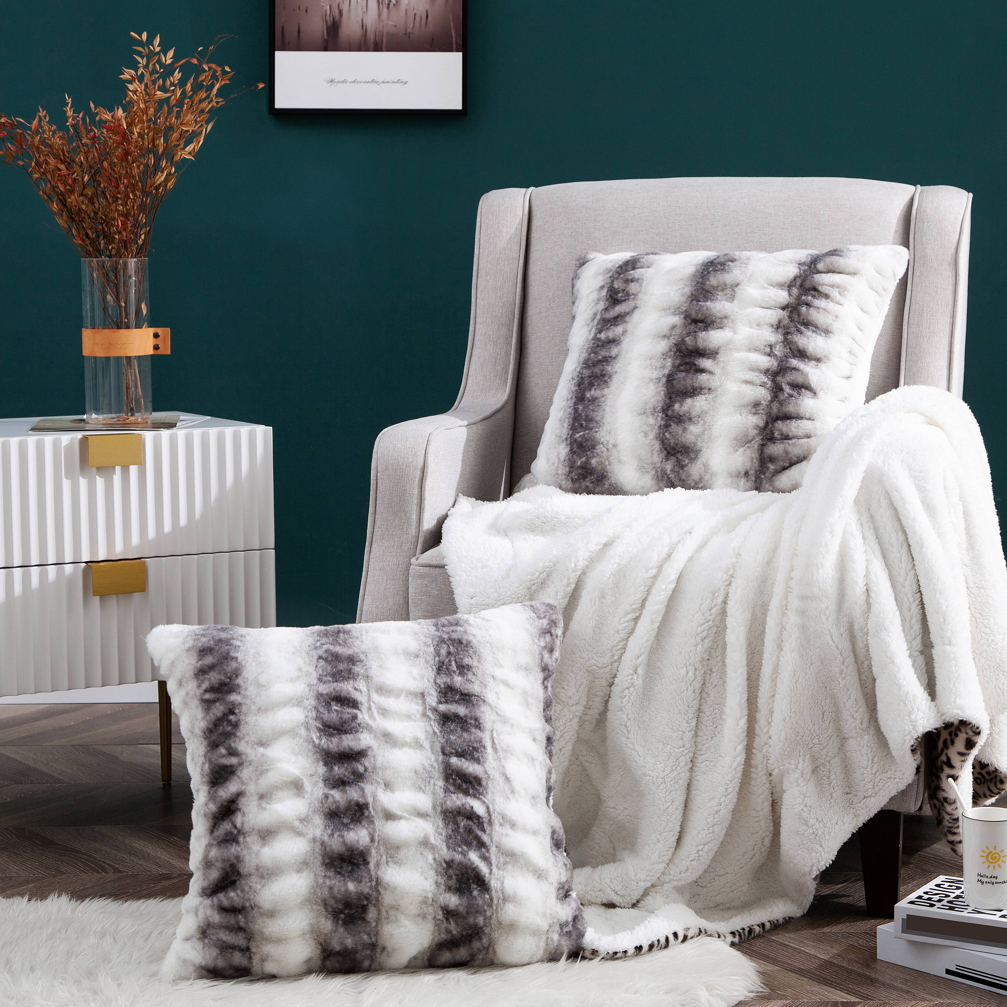 Home Soft Things Faux Fur Shar Pei 2 Piece Throw Pillow Cover Set ...