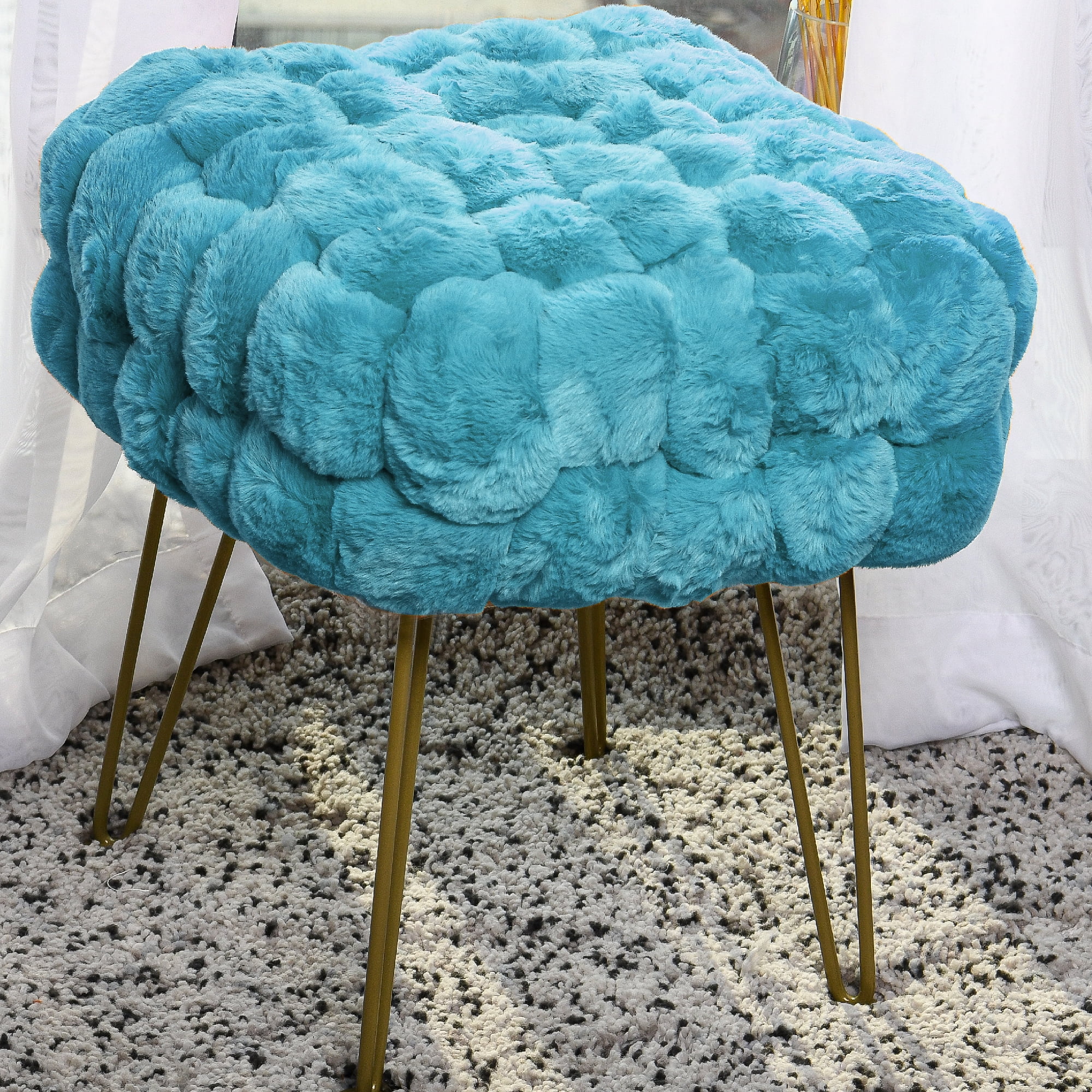 Fur pouf stool store