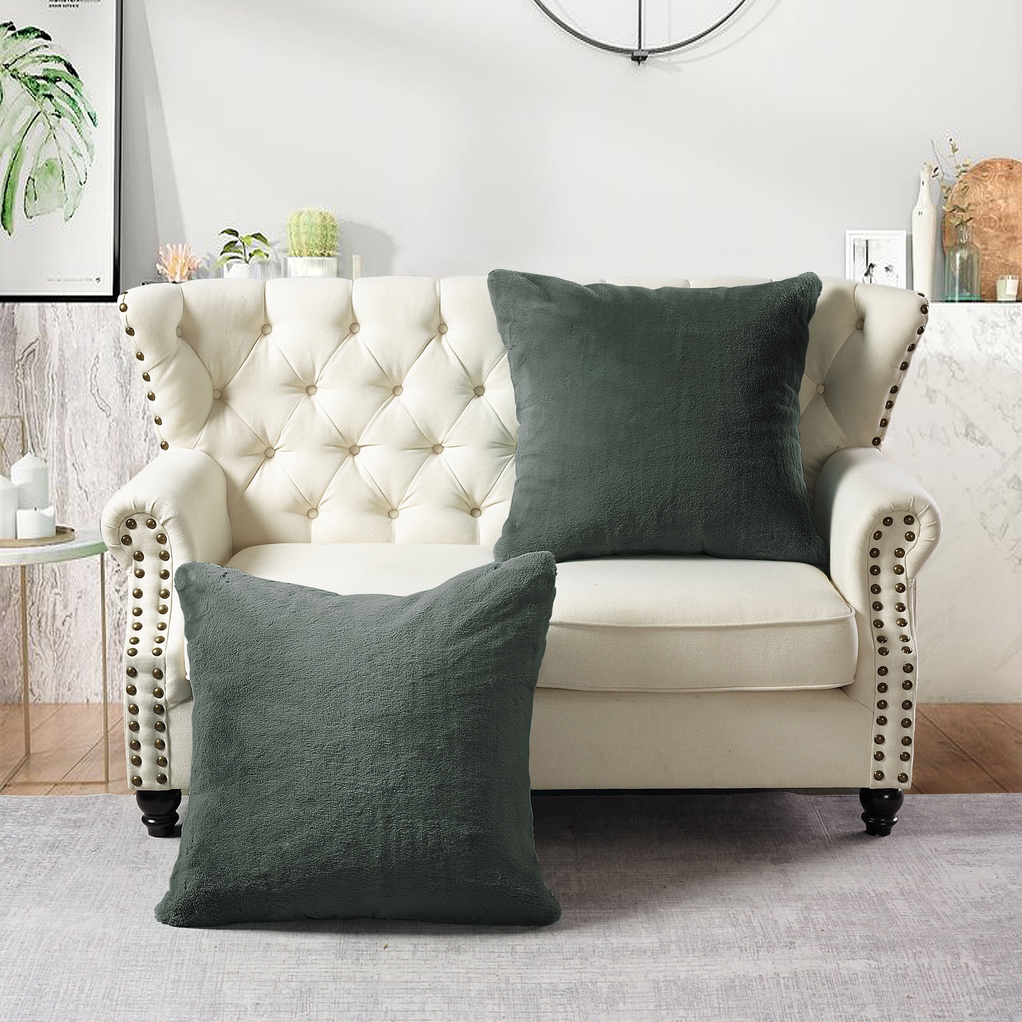 Home Soft Things Heavy Faux Fur 2 Piece Throw Pillow Cover Set ...