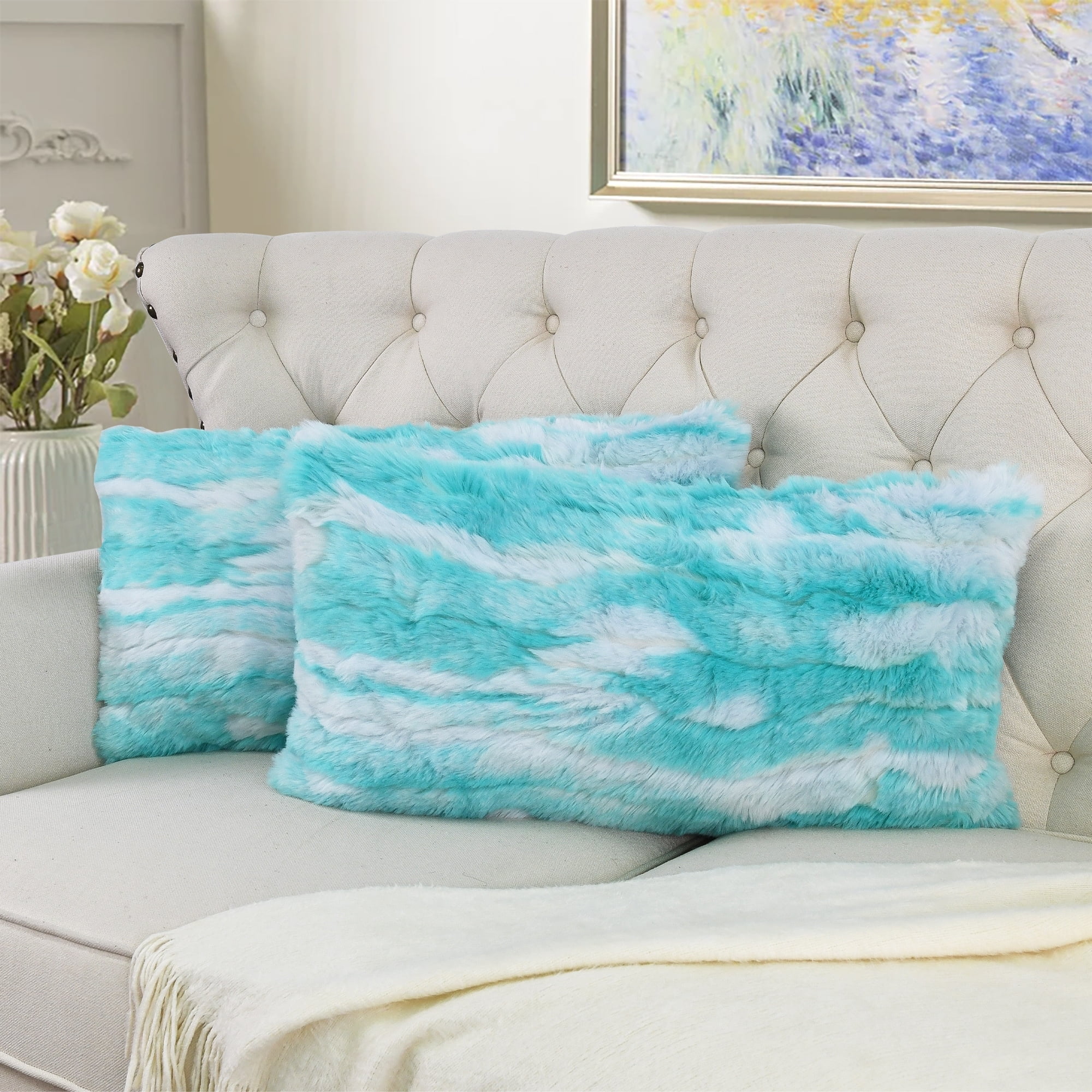 Home Soft Things Jacquard Faux Fur 2 Piece Set Pillow Shell 14''x26 ...