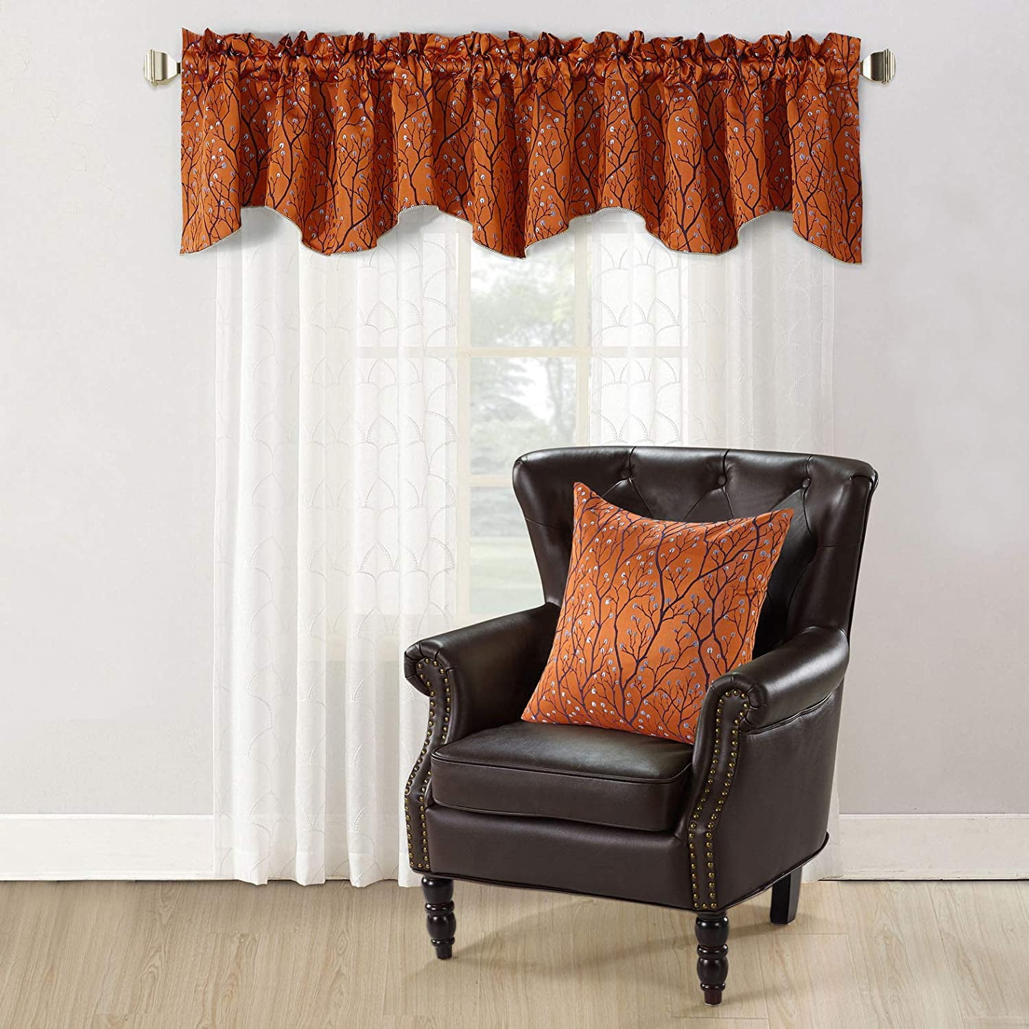 Home Soft Things Jacquard Throw Pillow Cover and Valance Set - Branch ...