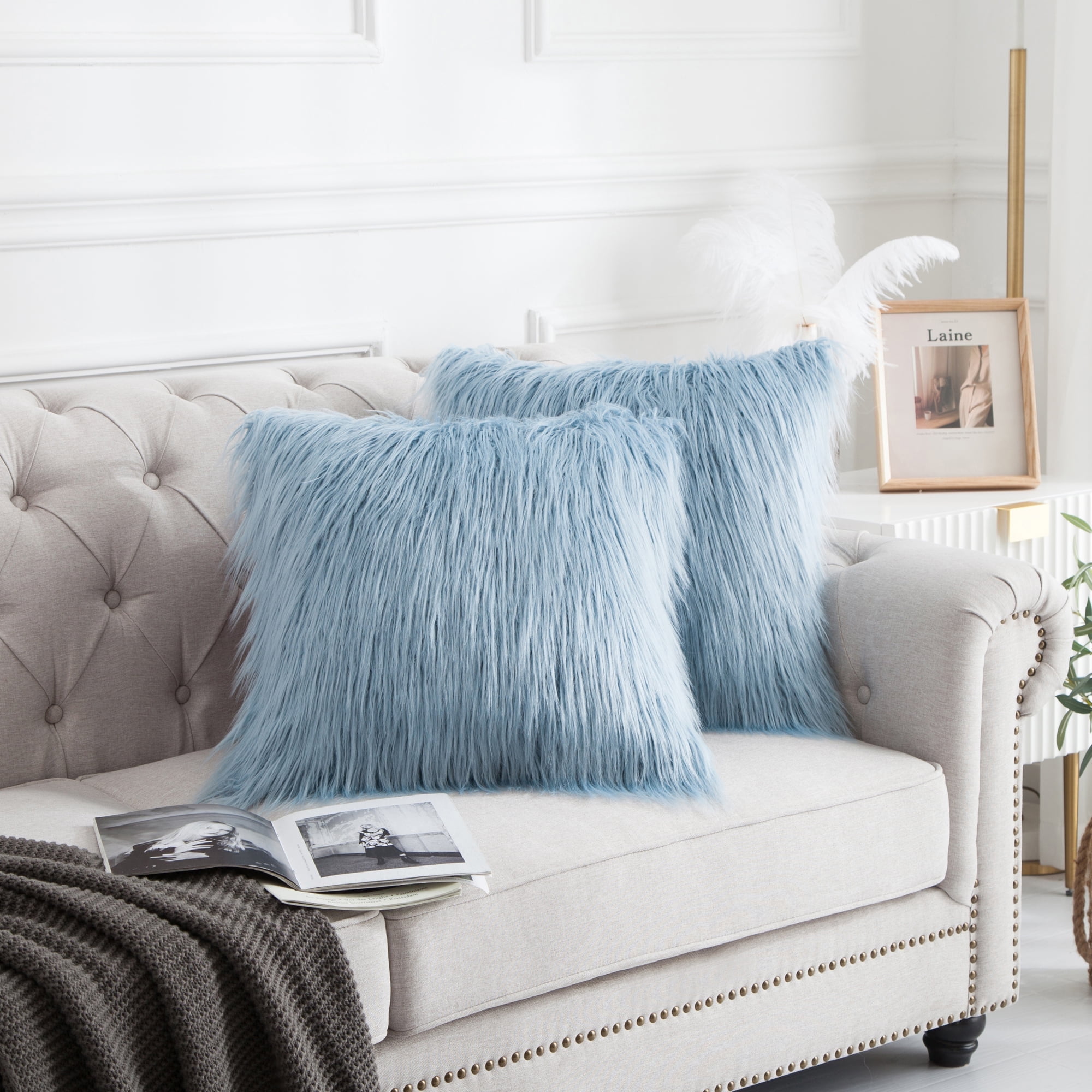 Home Soft Things Karenne FauxFur Throw Pillow Covers (Set of 2), NO ...