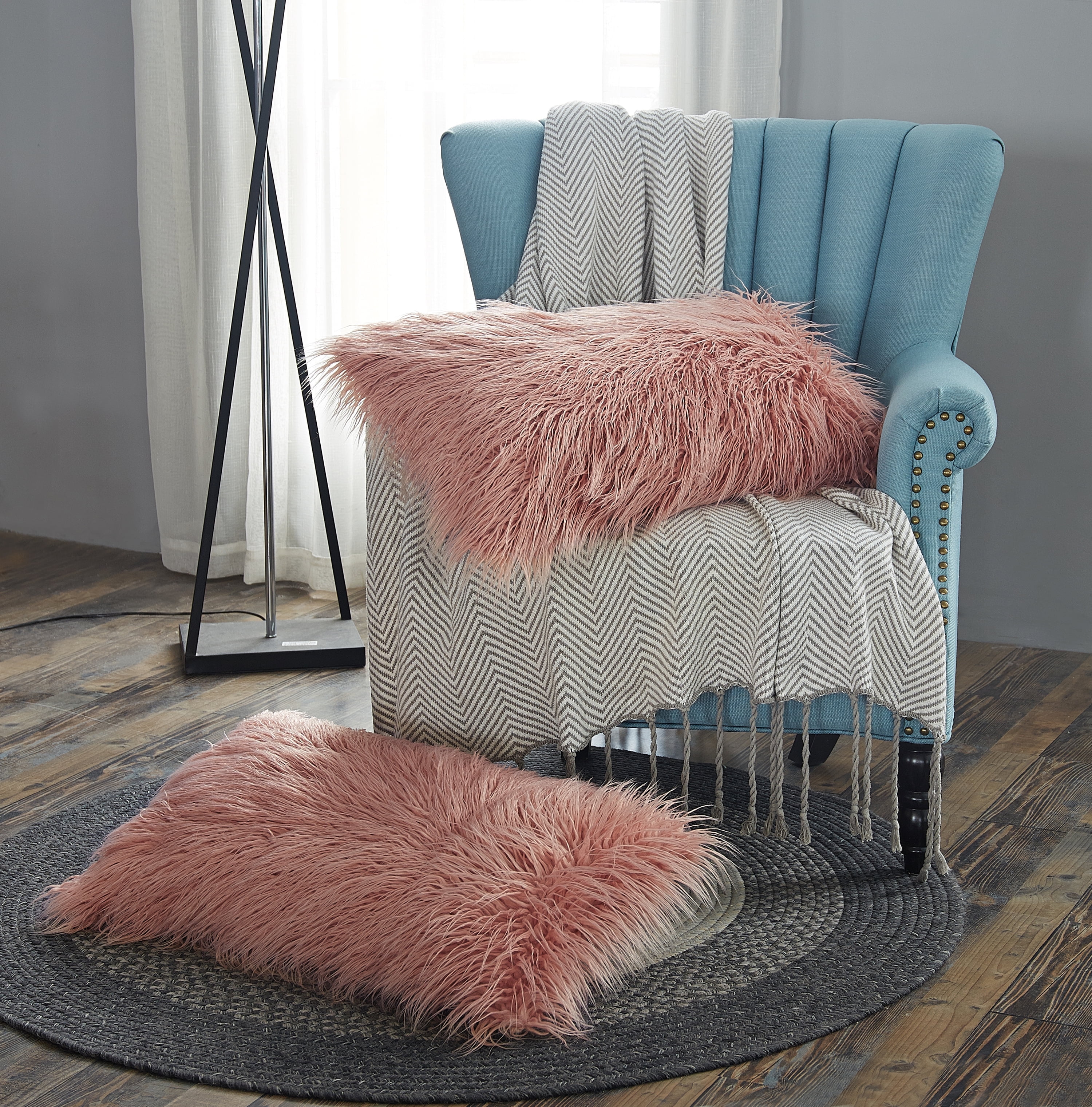 Home Soft Things Mongolian Faux-fur Pillow Covers Luxury Fluffy Throw ...