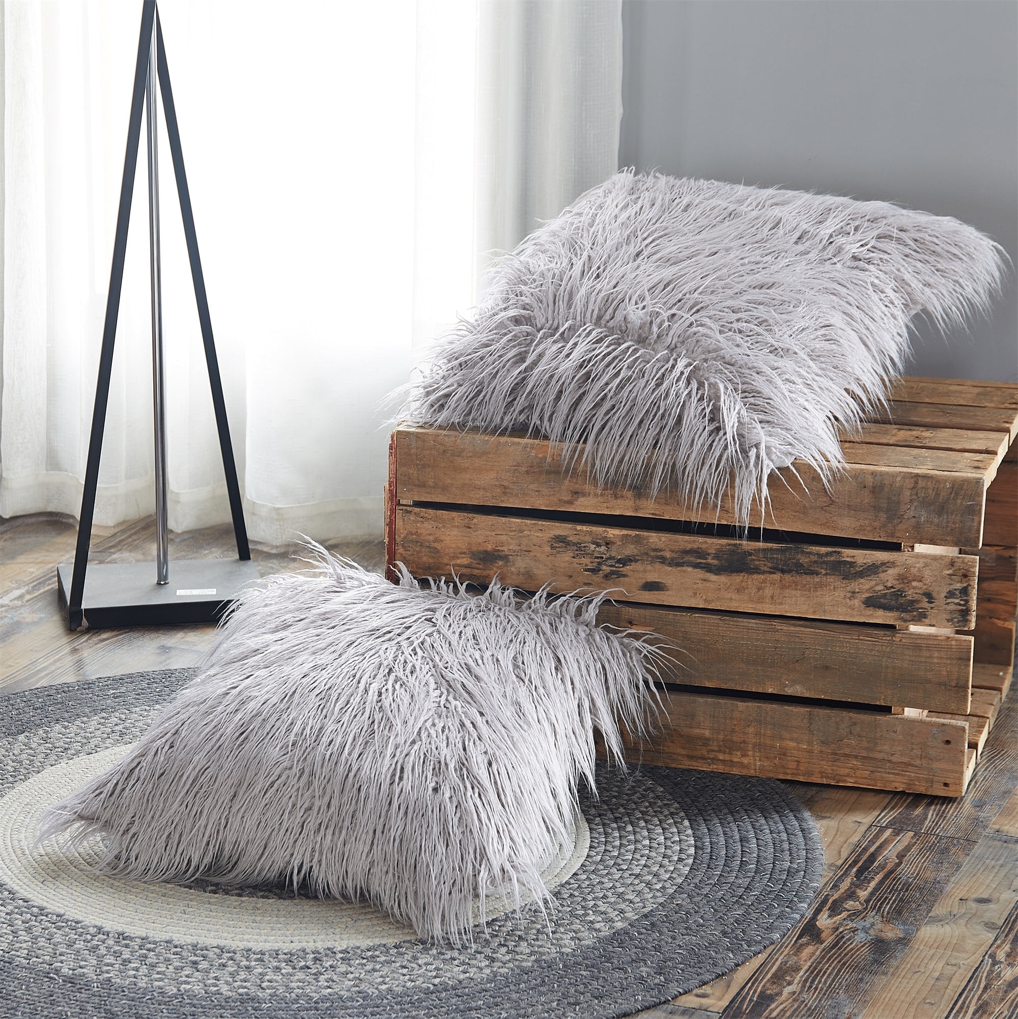 Home Soft Things Mongolian Faux-fur Pillow Covers Luxury Fluffy Throw ...