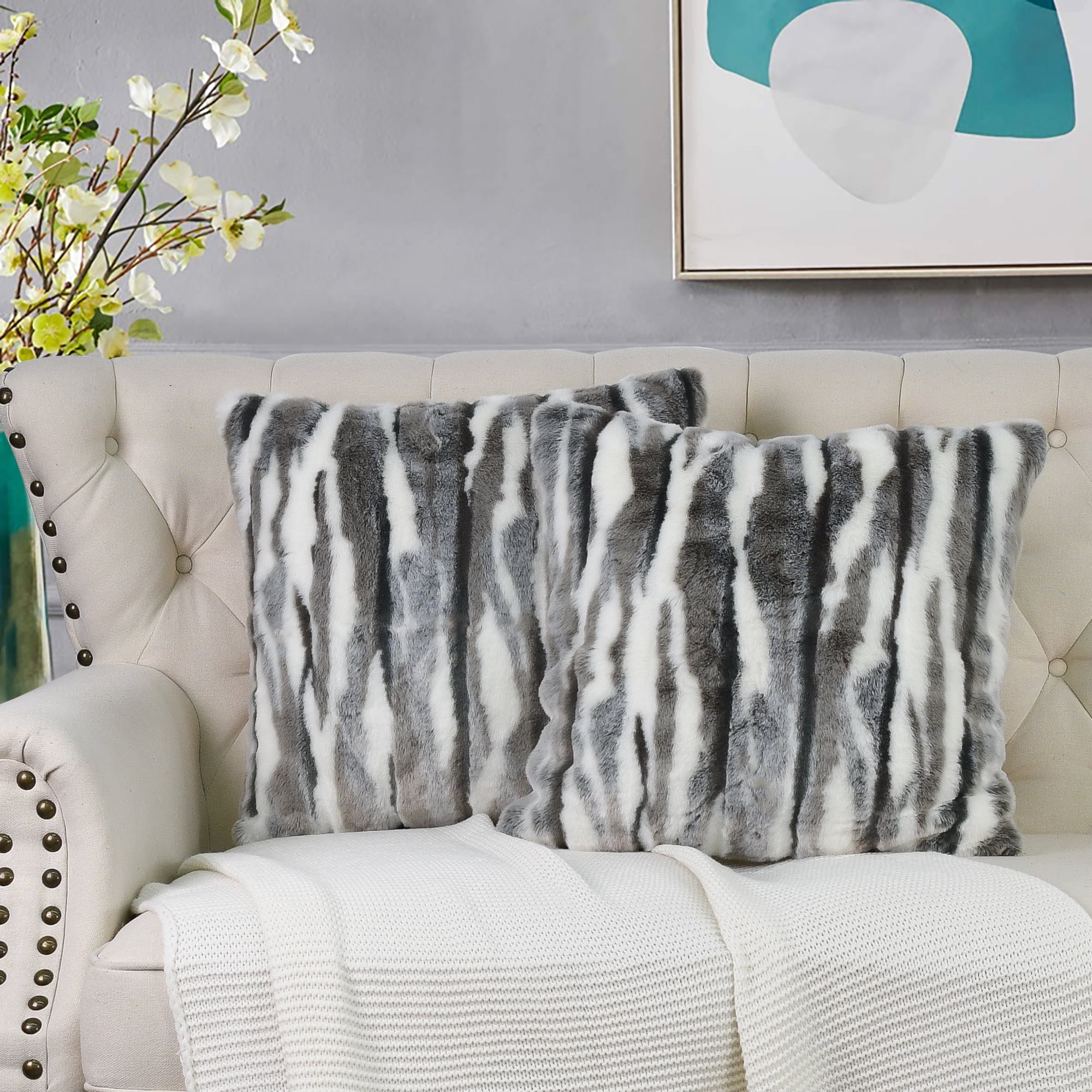 Home Soft Things Fuzzy Decorative Plush Faux Fur Throw Pillow Cover ...