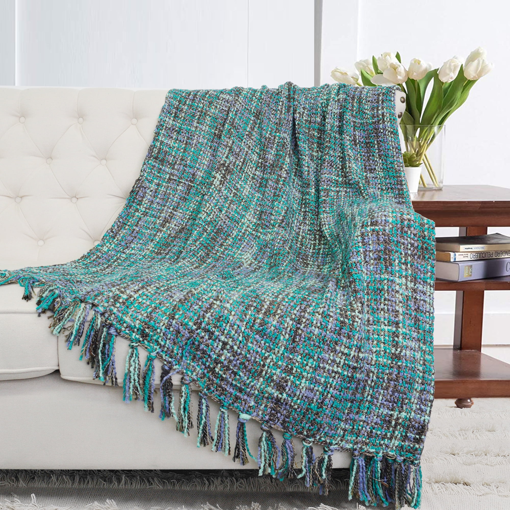 Home Soft Things Naga Knitted Throw - Dark Teal - 60" x 80" Jumbo ...
