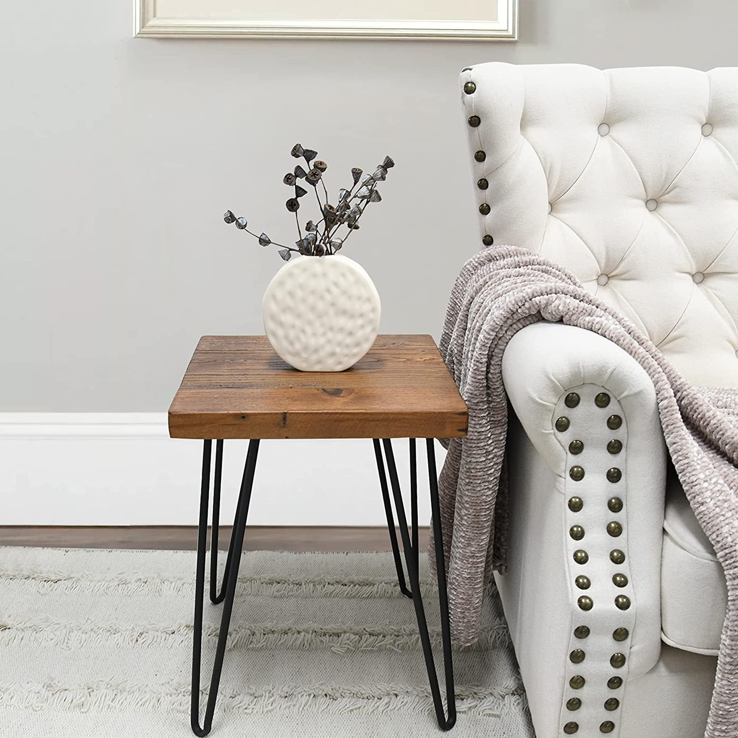 Home Soft Things Natural Pine Wood Square Coffee Side Table Bedroom, 15 ...