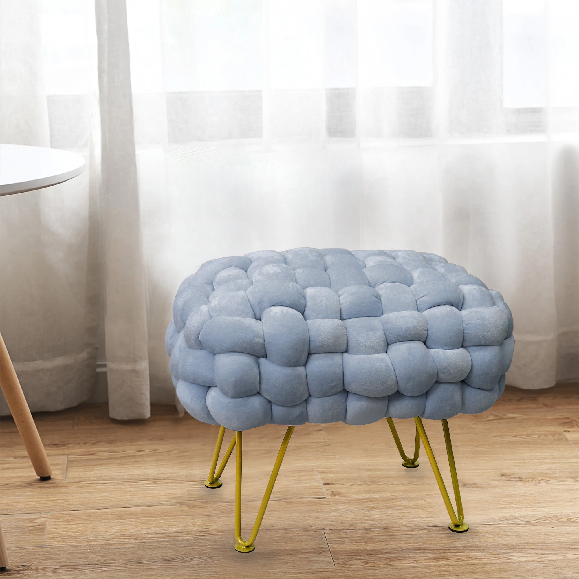 Home Soft Things Ottoman - Velvet Pouf Stool - Lilac Grey - 27x20x20 ...