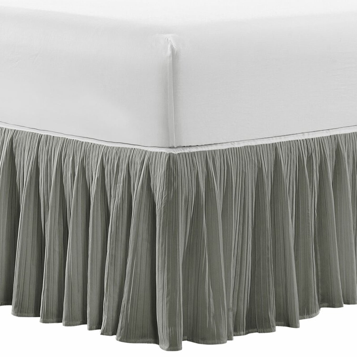 Home Soft Things Pleated Bed Skirt - 18" drop Length - Marisol Grey ...