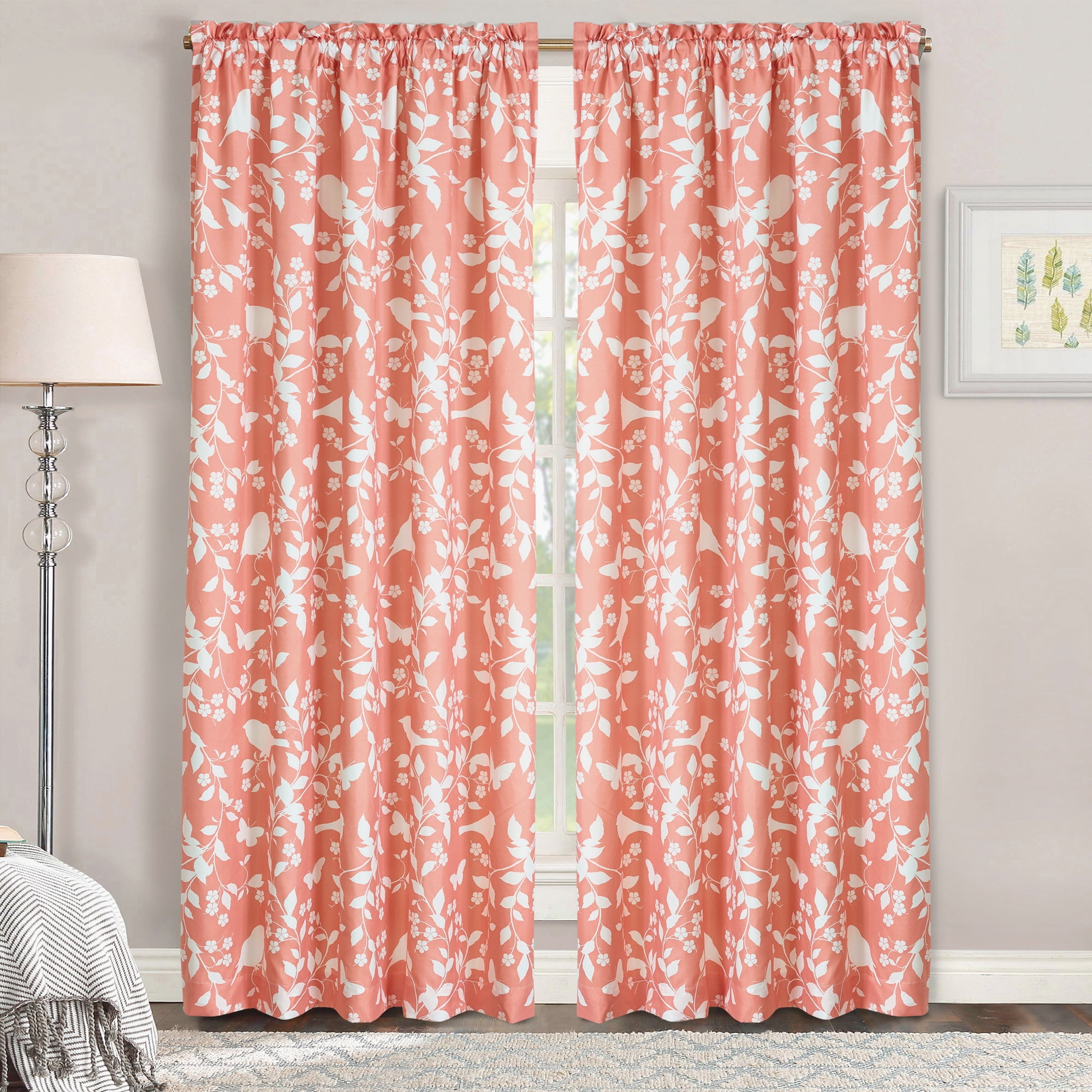 Home Soft Things Printed Microfiber Curtain - Birdsong 2 Piece Set ...