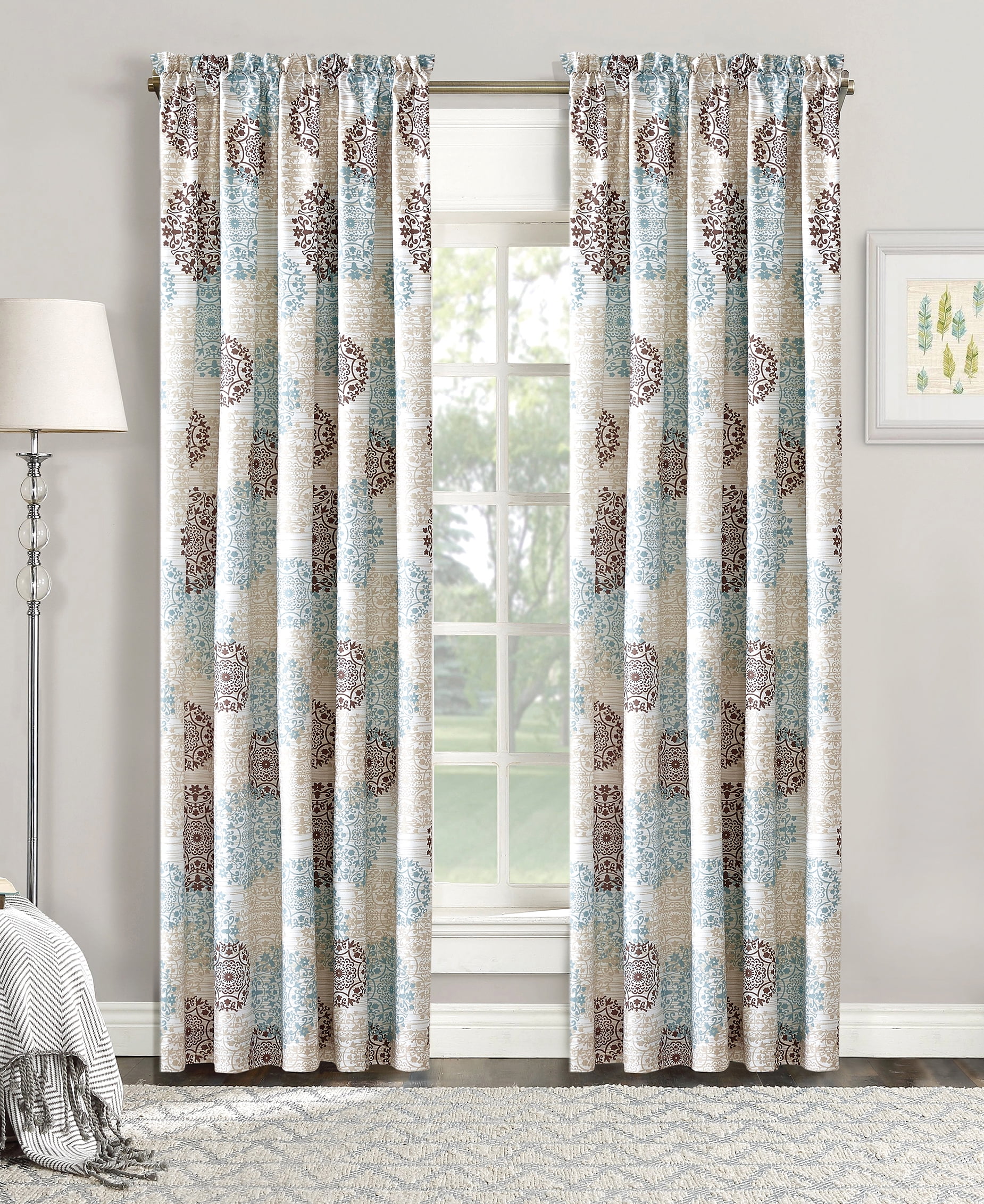 Home Soft Things Marina Medallion Curtains, Dark Grey Granite ...