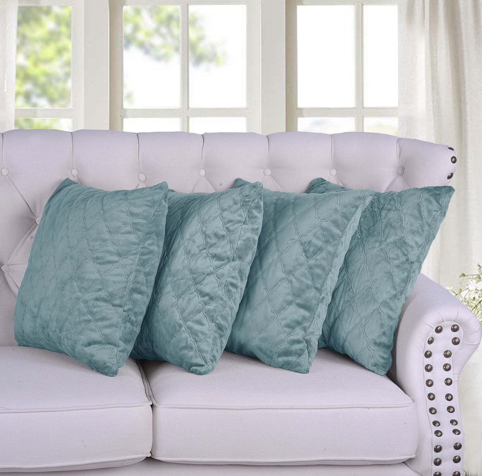 Home Soft Things Quilted Micromink 4 Piece Throw Pillow Cover Set ...