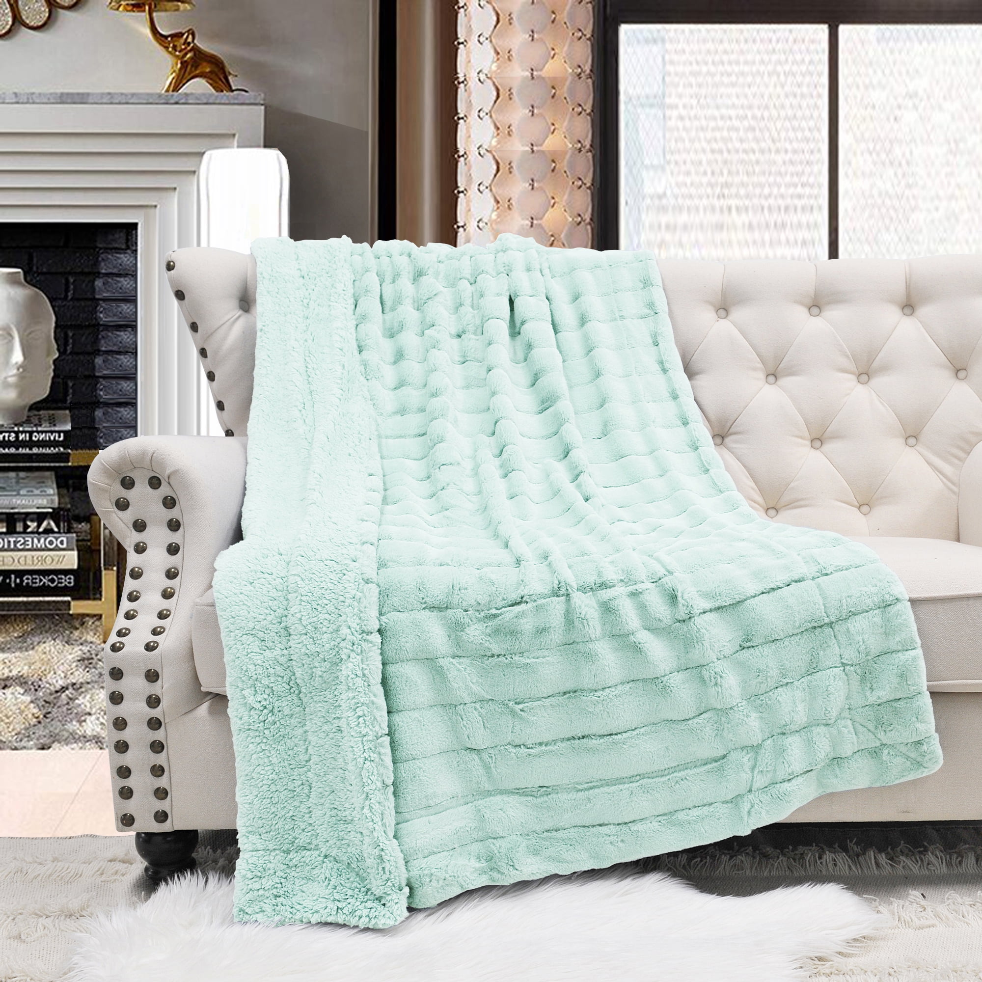 Home Soft Things Super Soft Decorative Throw - Bleached Aqua - 50" x 60 ...
