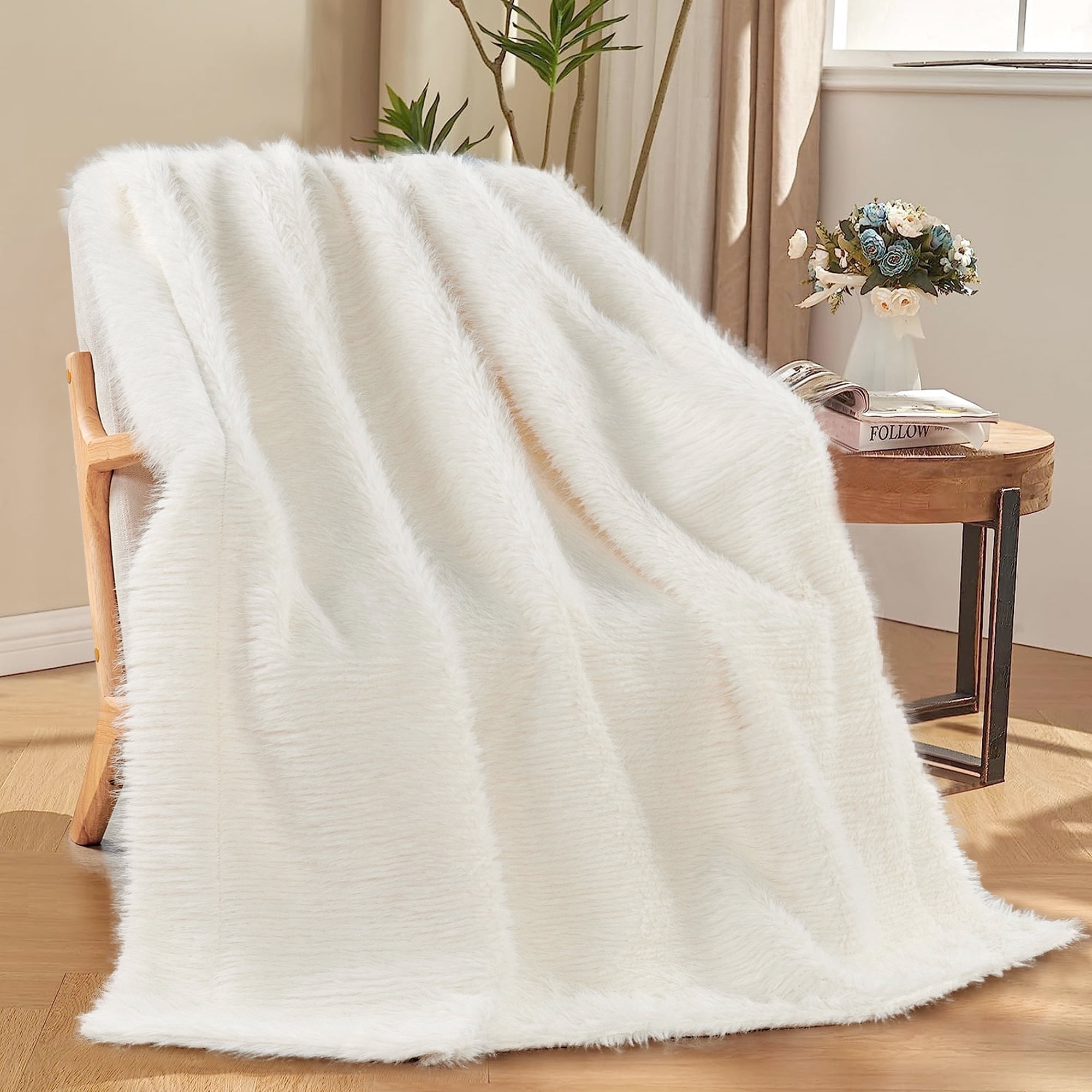 Home Soft Things Textured Faux Fur Throw Blanket Luxury Soft Cozy Plush ...