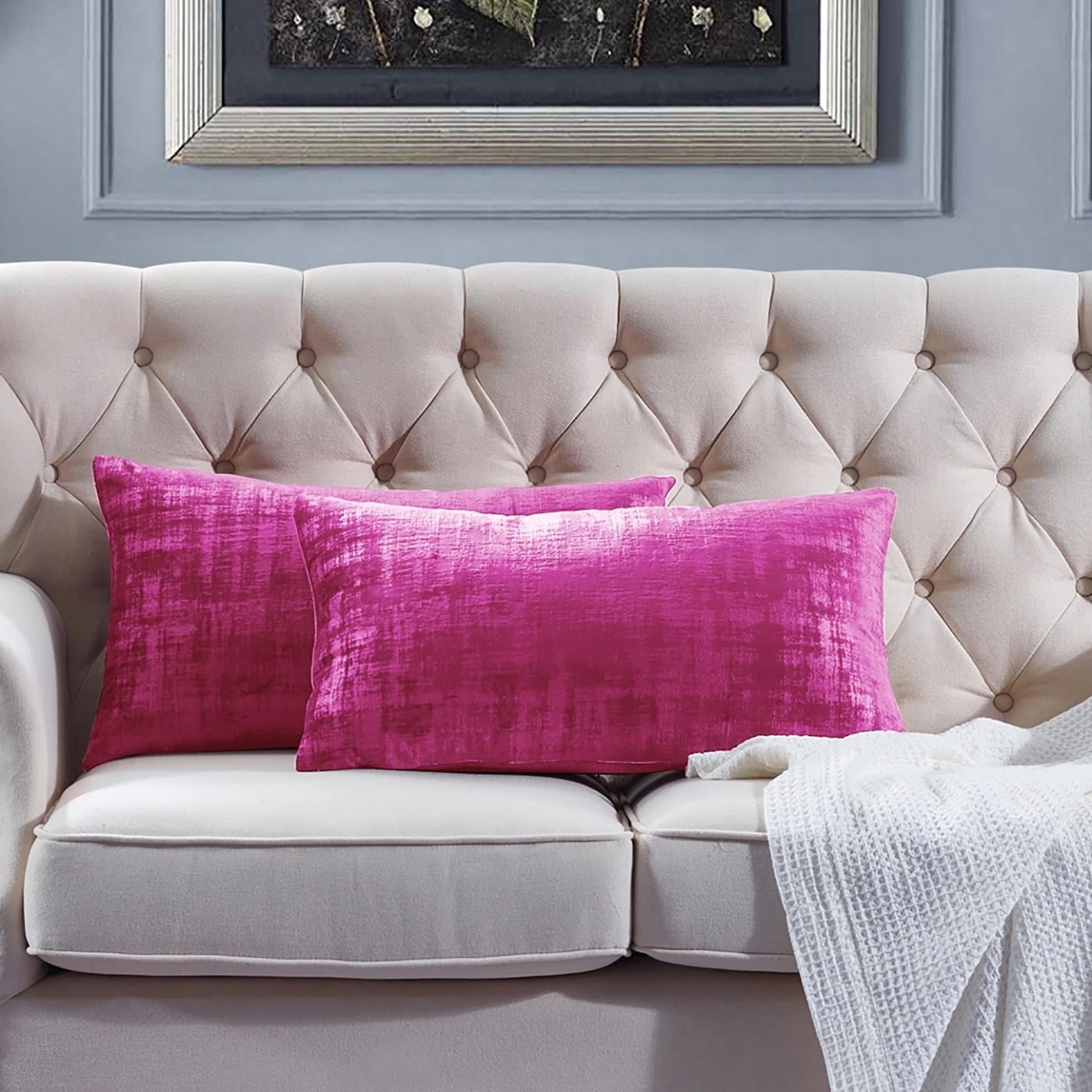Home Soft Things Textured Velvet Pillow Covers (Set of 2), - Raspberry ...