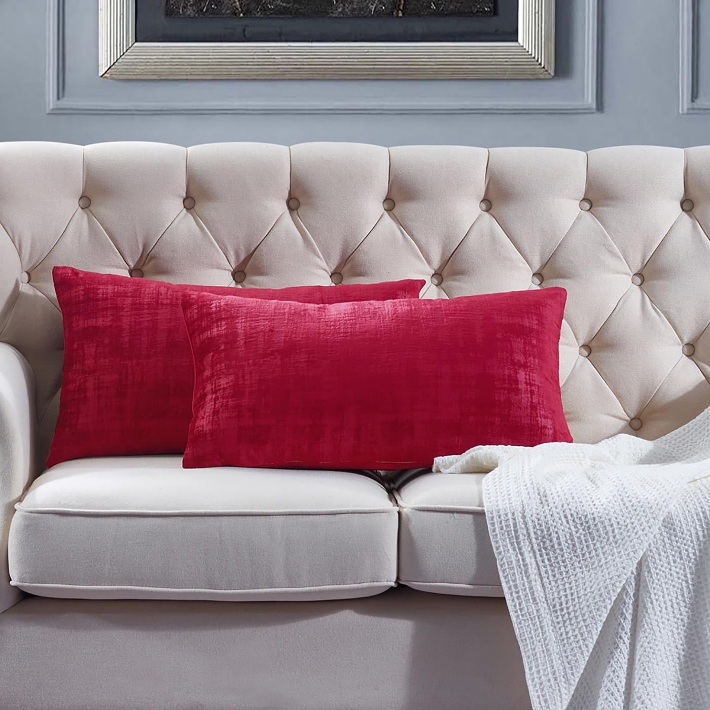 Home Soft Things Textured Velvet Pillow Covers (Set of 2), - Tango Red ...