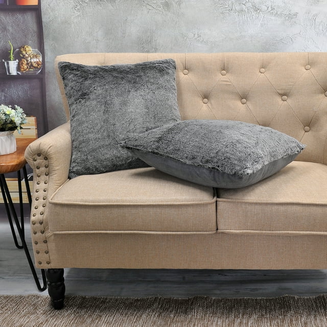 Home Soft Things Tip Dyeing Light Faux Fur 2 Piece Throw Pillow Cover ...