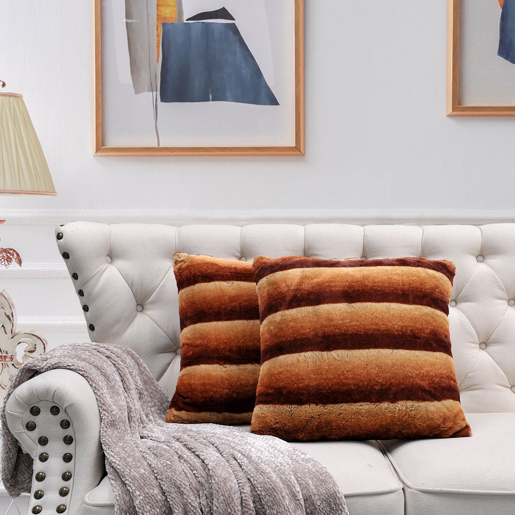 Home Soft Things Tip Printing Light Faux Fur Throw Pillow Cover Set of ...