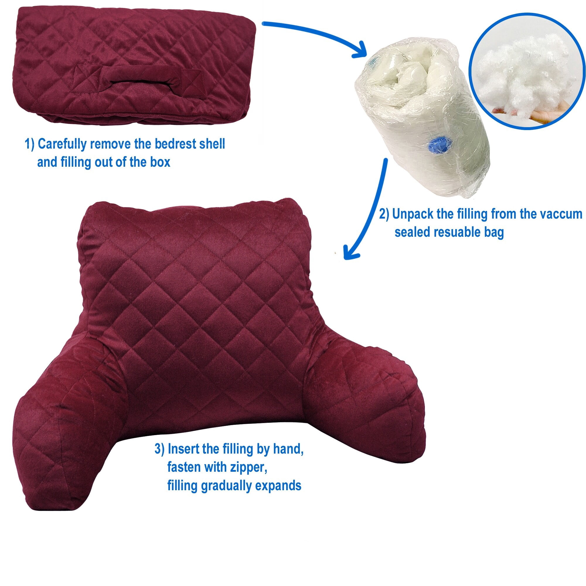Home Soft Things Velvet Do-It-Yourself Bedrest Reading Pillow Cover and ...