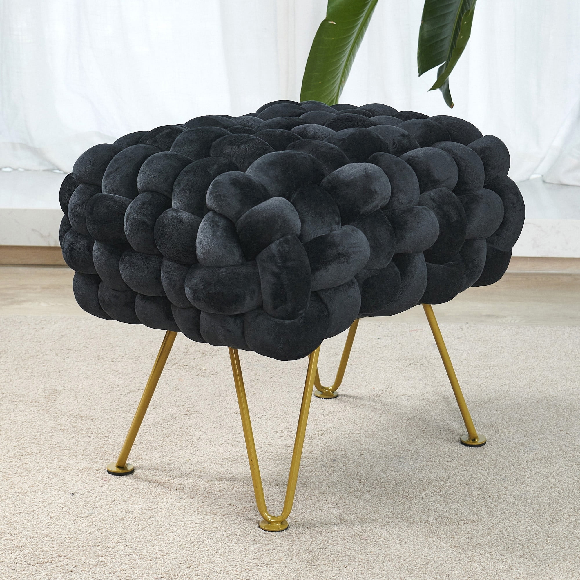 Home Soft Things Velvet Pouf Stool 27"x20"x20" Black - Walmart.com