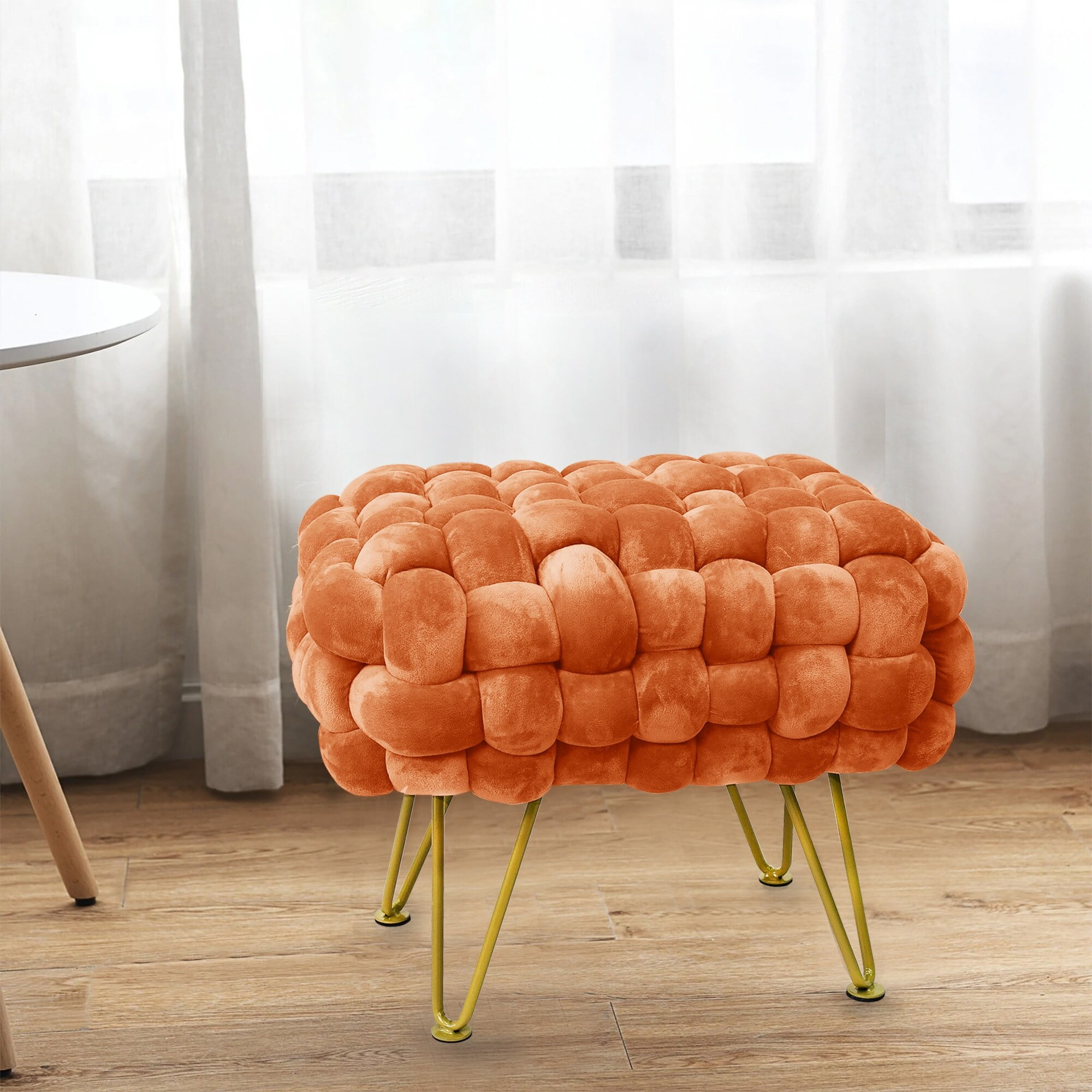 Home Soft Things Velvet Pouf Stool 27"x20"x20" Burnt Orange - Walmart.com