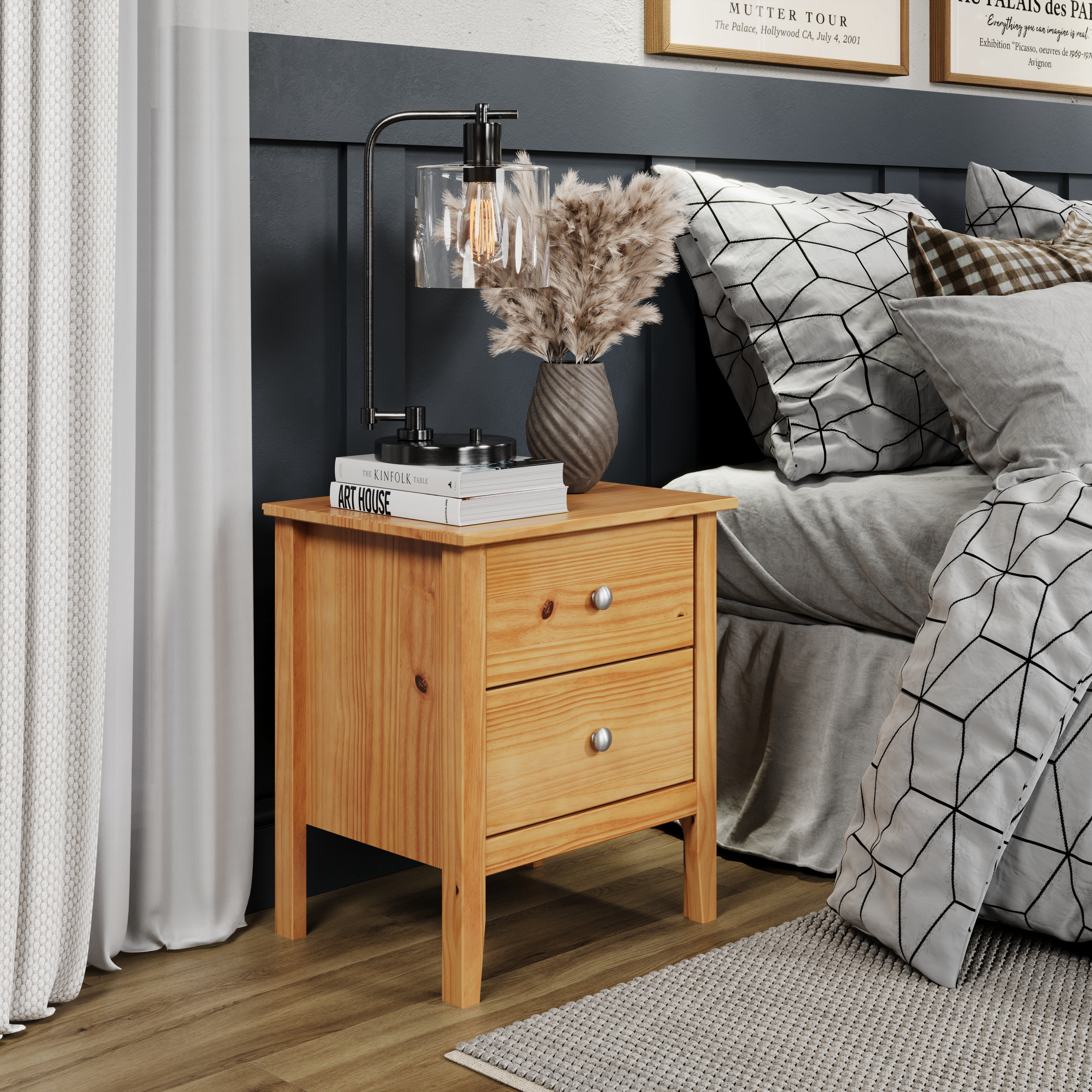 Home Source 23" Solid Pinewood Elegant Two-Drawer Night Stand - A Must ...
