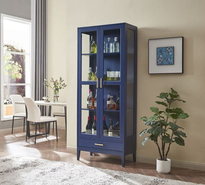Home Source 79" Enchanta Glass Elegance Collection: Curio Cabinet with ...