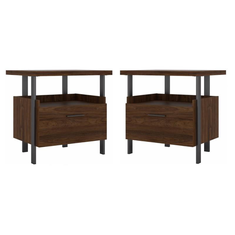 Home Square 1 Drawer Lateral Wood Filing Cabinet Set in Modern Walnut ...