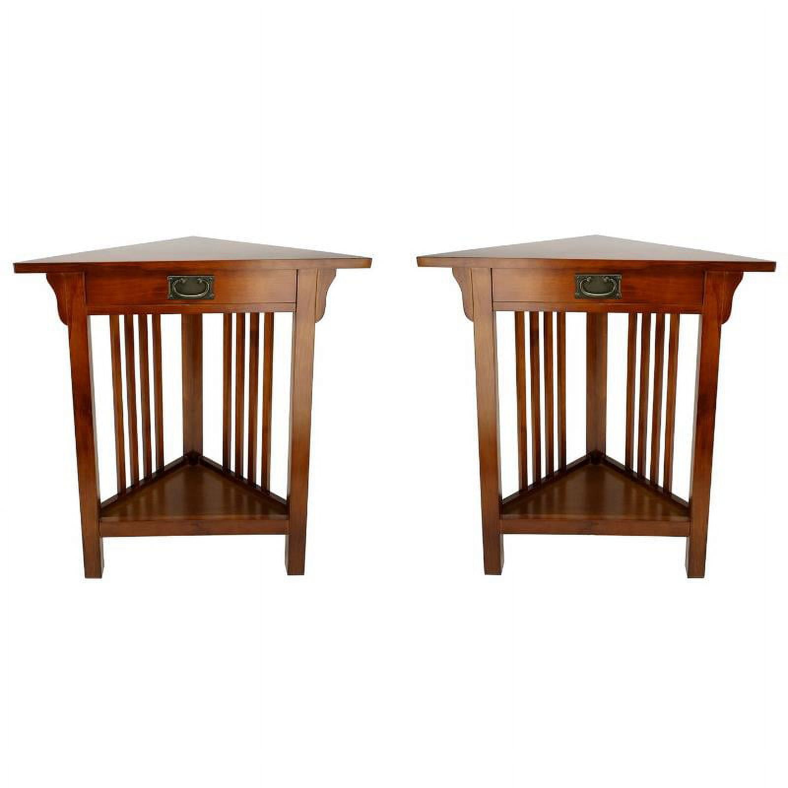Home Square 1-Drawer and 1-Shelf Corner Table in Brown - Set of 2 ...