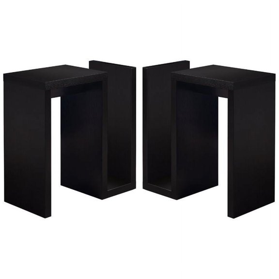 Home Square Square Pedestal End Table in Cappuccino - Set of 2 ...