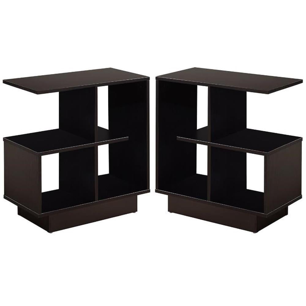 Home Square 12" Particle Board Laminate End Table in Cappuccino - Set ...