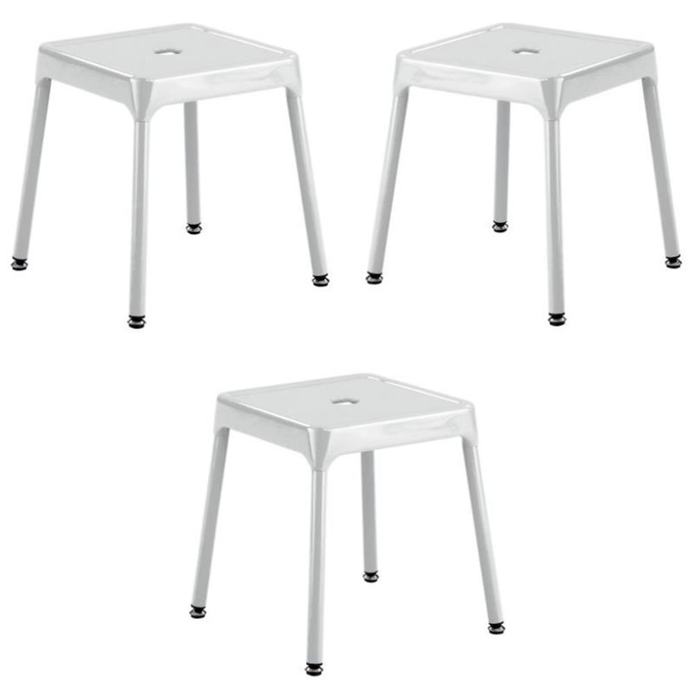 Home Square 15.5"W x 15.5"H Steel Guest Stool in Glossy White - Set of 3 - Walmart.com