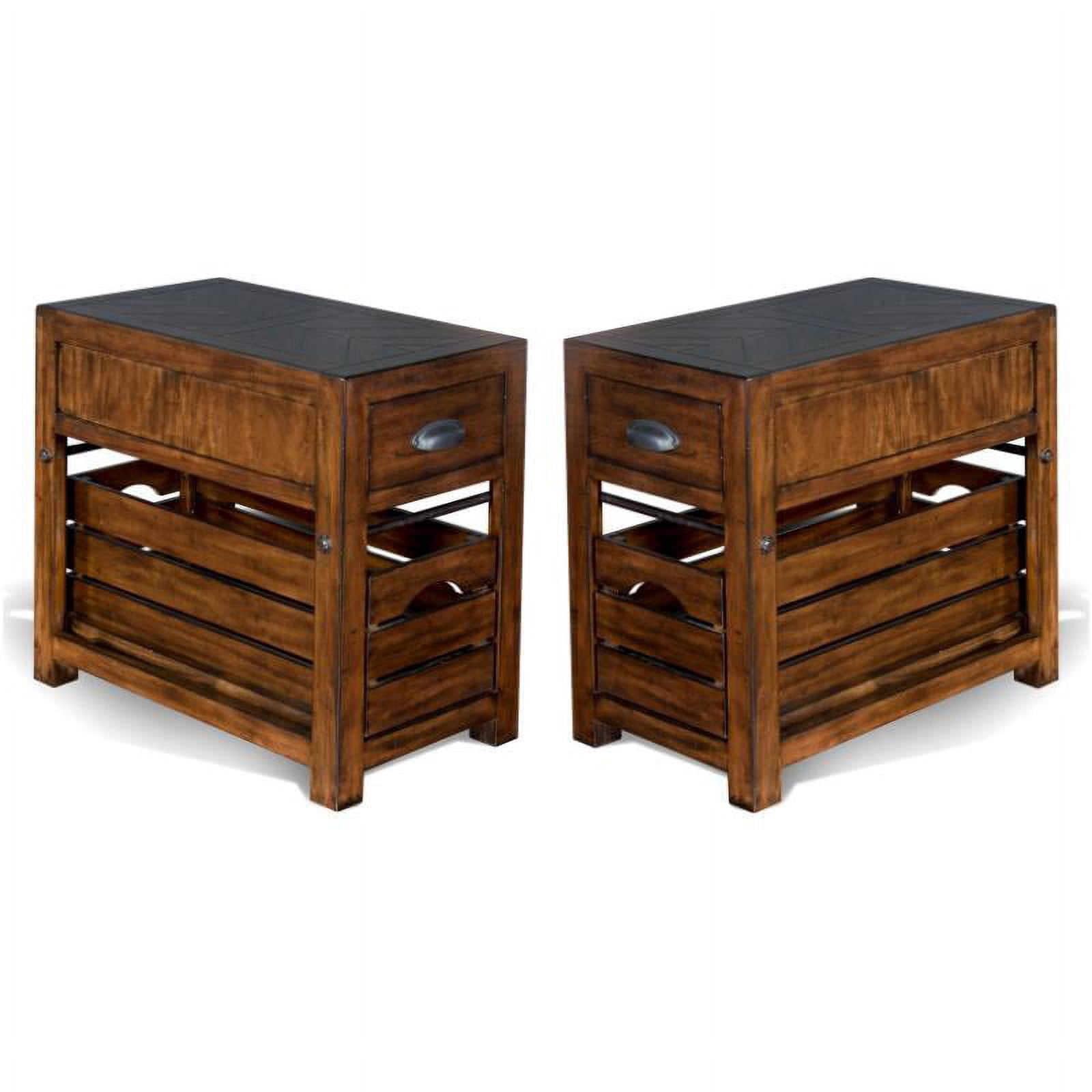 Home Square 15" Mahogany Wood Chair Side Table in Dark Brown - Set of 2 ...