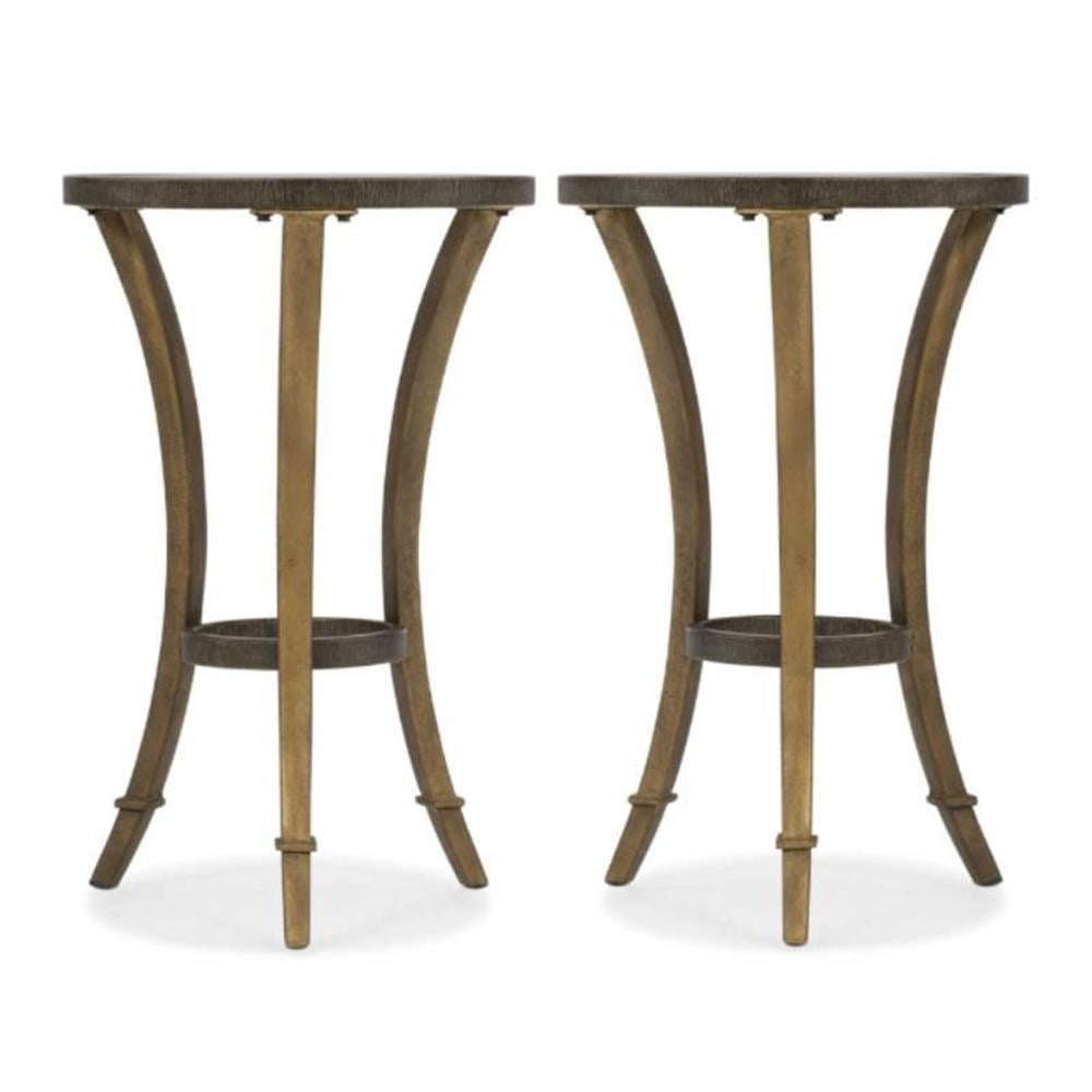 Home Square 16" Round Glass Top Accent Martini Table in Gold - Set of 2 ...