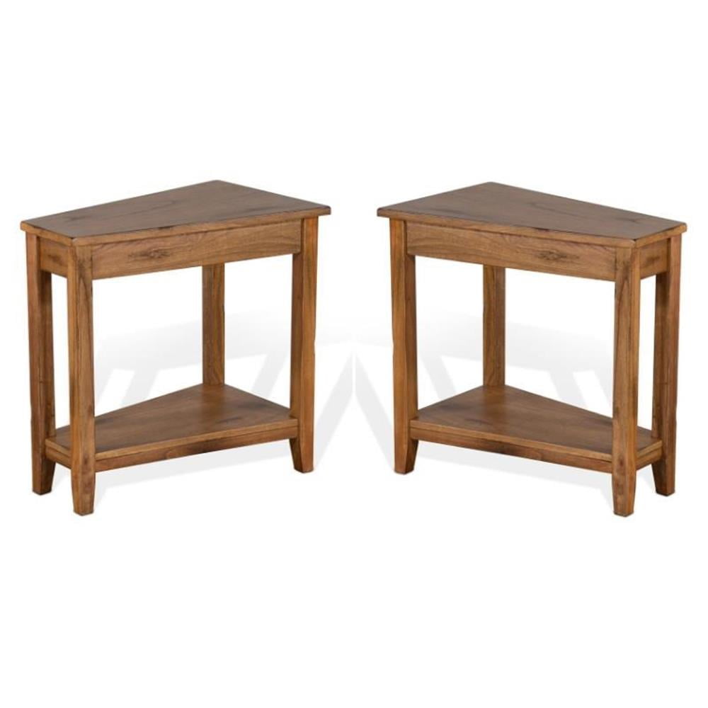 Home Square 16" Transitional Wood Chair Side Table in Rustic Oak - Set ...