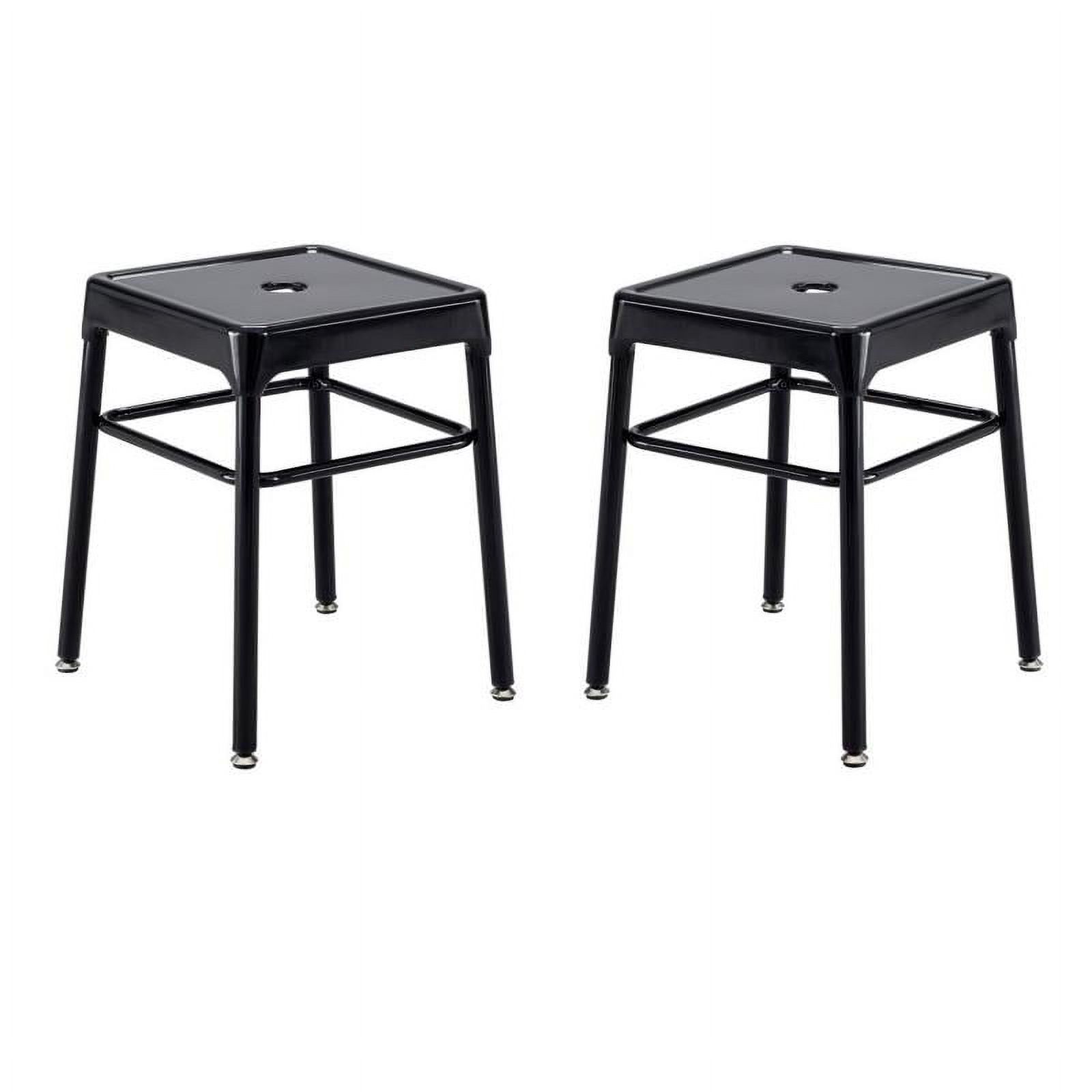 Home Square 18"H Steel Backless Guest Stool in Glossy Black - Set of 2 - Walmart.com