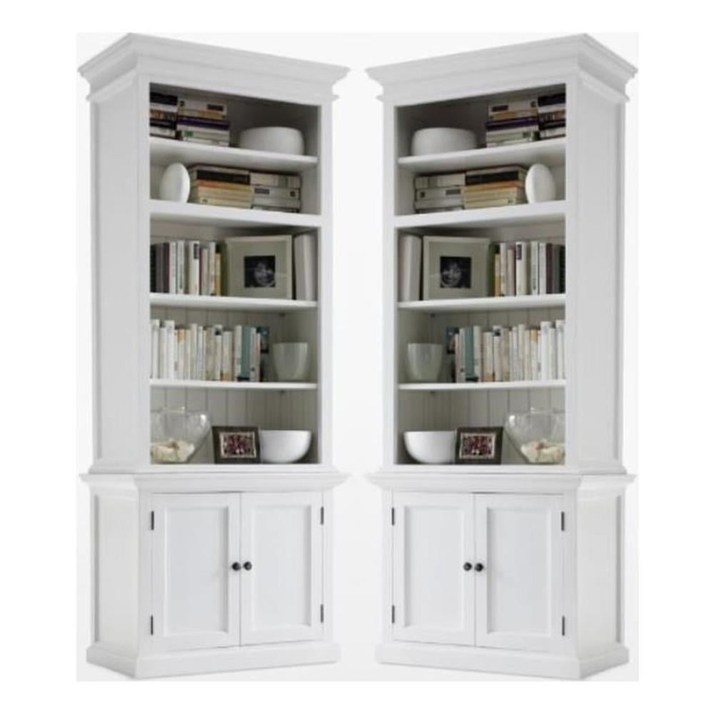 Home Square 2 Doors Bookcase in Pure White Finish - Set of 2 - Walmart.com