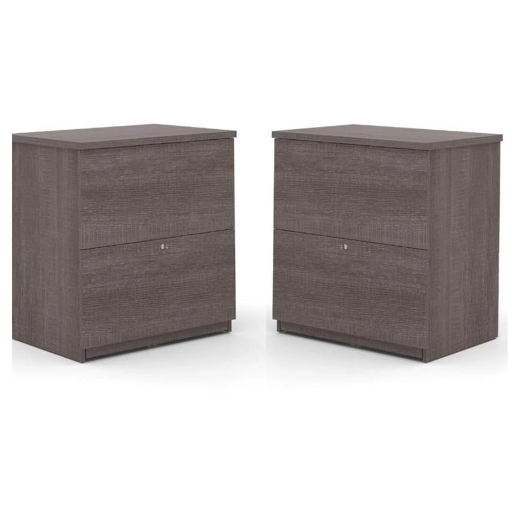Home Square 2 Drawer Lateral Filing Cabinet Set in Bark Gray (Set of 2 ...