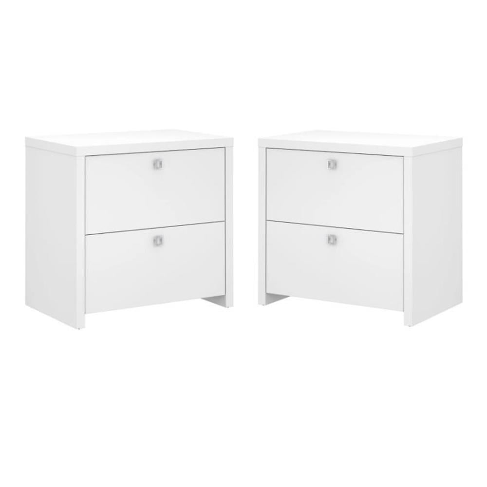 Home Square 2 Drawer Lateral Filing Cabinet Set in Pure White (Set of 2 ...
