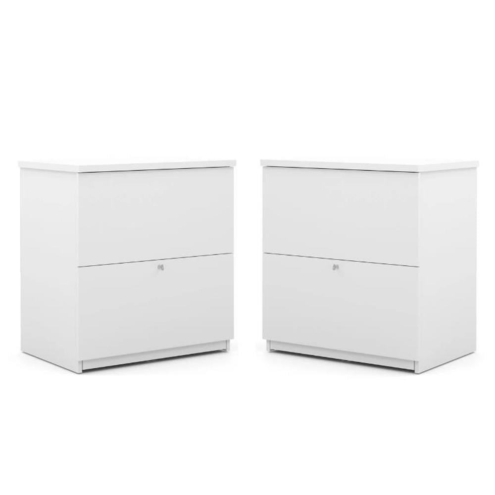 Home Square 2 Drawer Lateral Filing Cabinet Set in White (Set of 2 ...