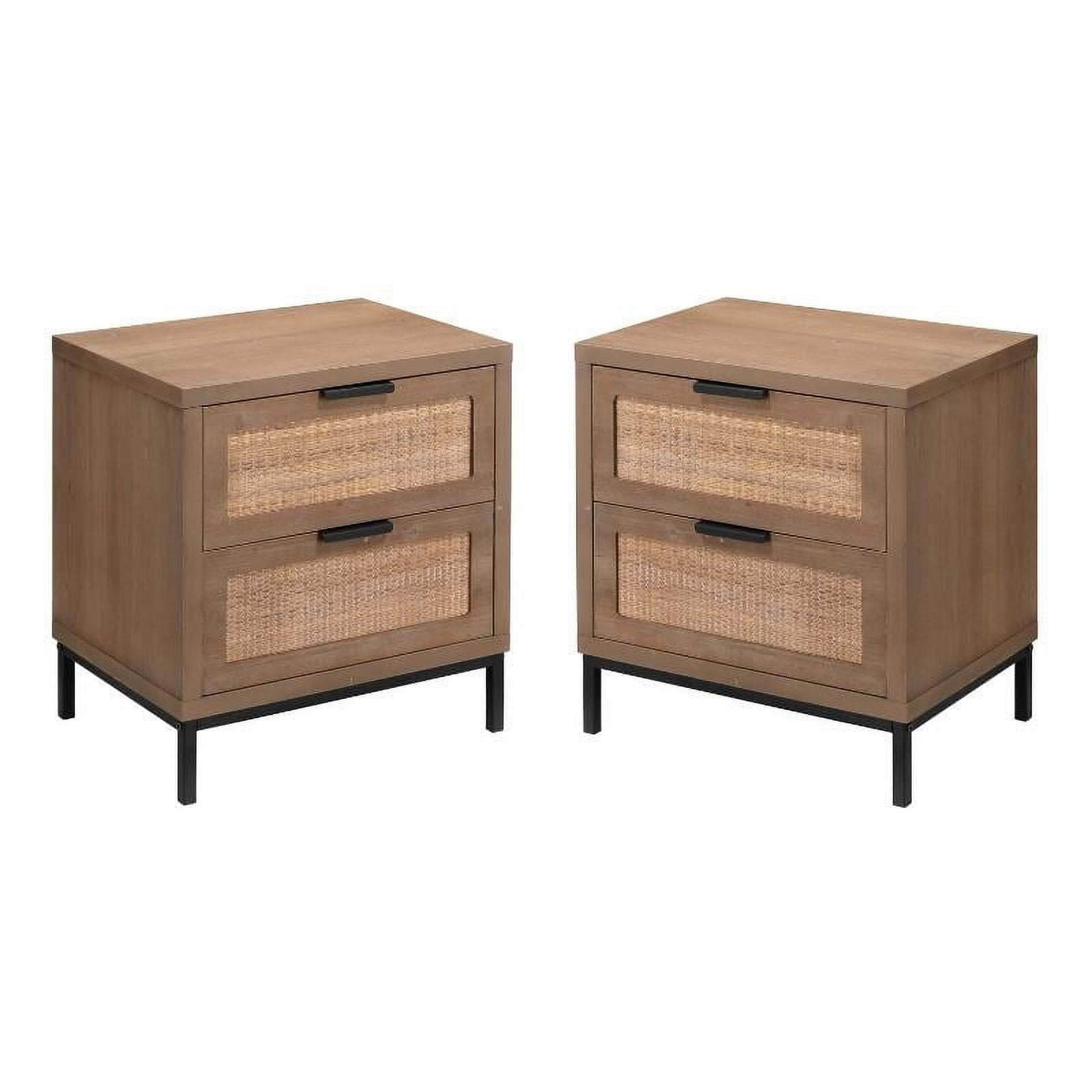 Home Square 2-Drawer MDF Wood and Iron Side Table in Brown & Black ...