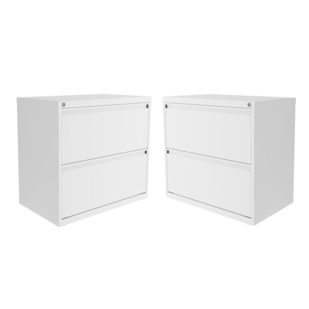 Home Square 2 Drawer Metal Lateral 101 Filing Cabinet Set in White (Set ...
