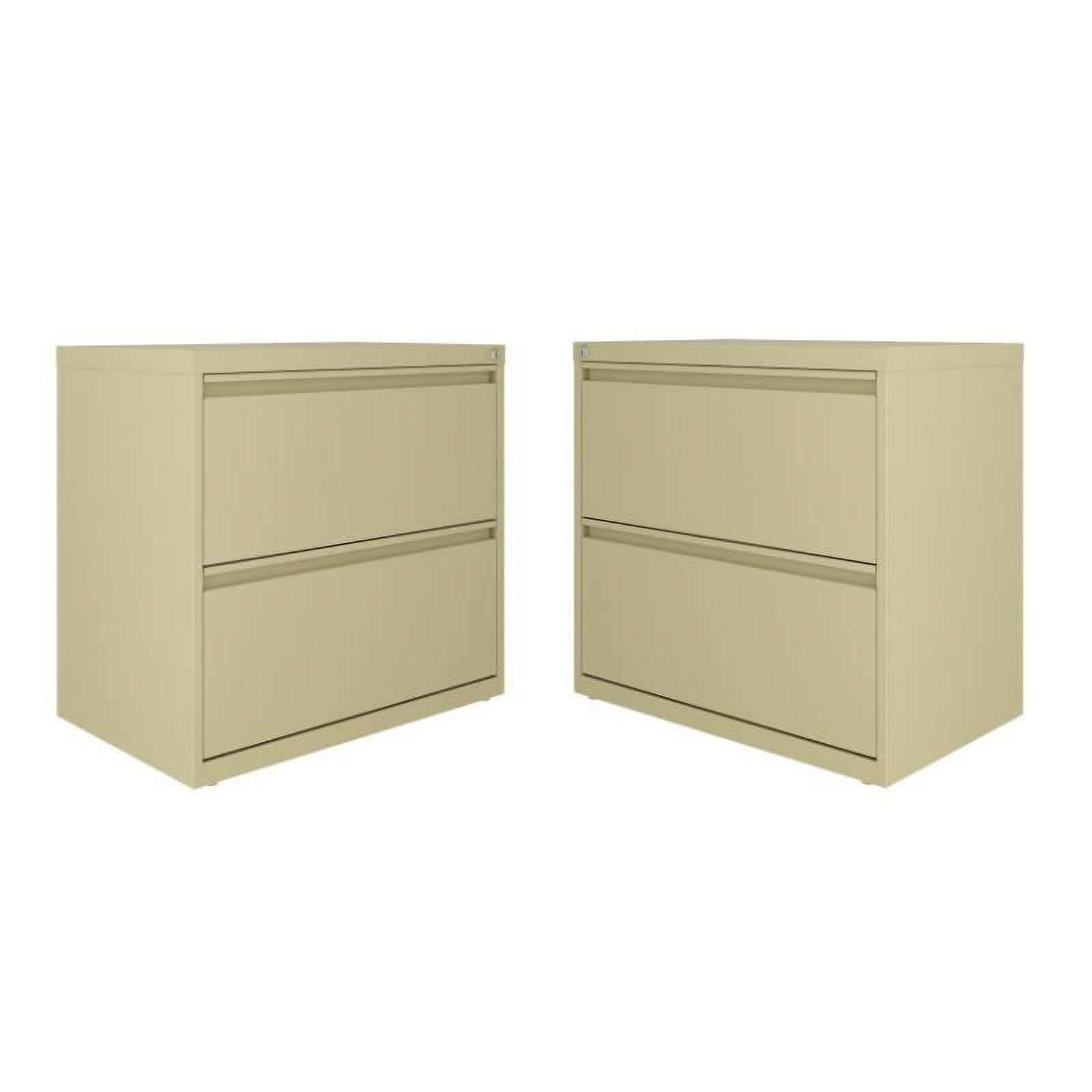 Home Square 2 Drawer Metal Lateral Filing Cabinet Set in Putty/Beige ...