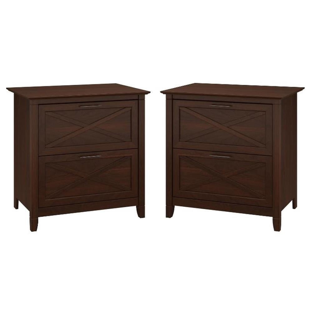 Home Square 2 Drawer Wood Filing Cabinet Set in Bing Cherry (Set of 2 ...