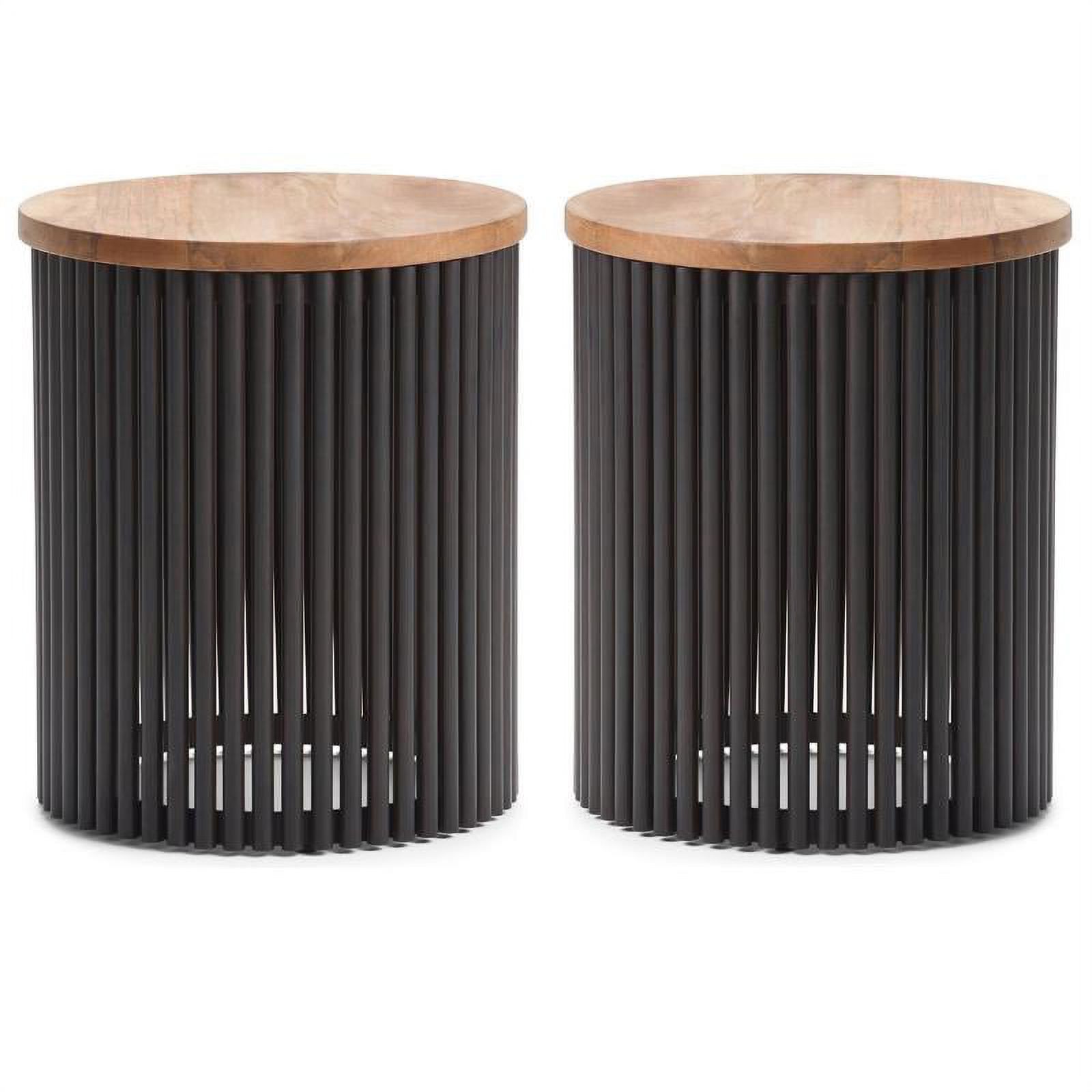 Home Square 2-Piece 18 " Accent Side Table Set in Natural and Black ...