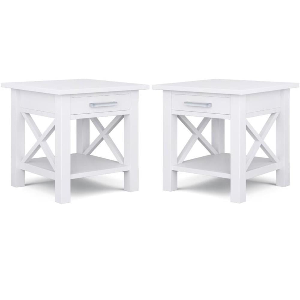 Home Square 2-Piece 21" Square Contemporary Solid Wood End Table Set in ...