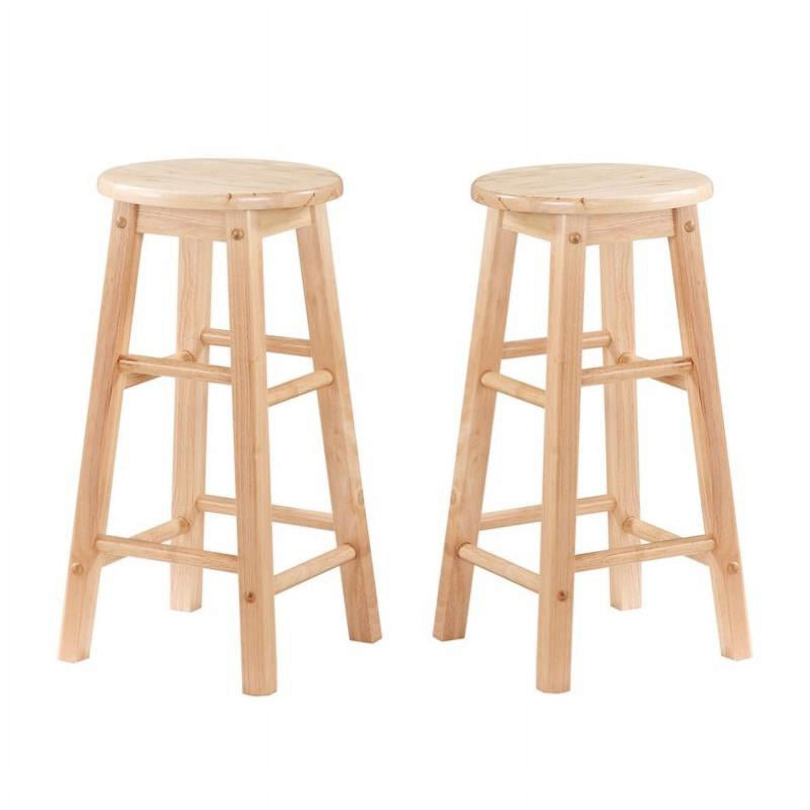 Home Square 2-Piece 24" Backless Wood Counter Stool Set in Natural ...