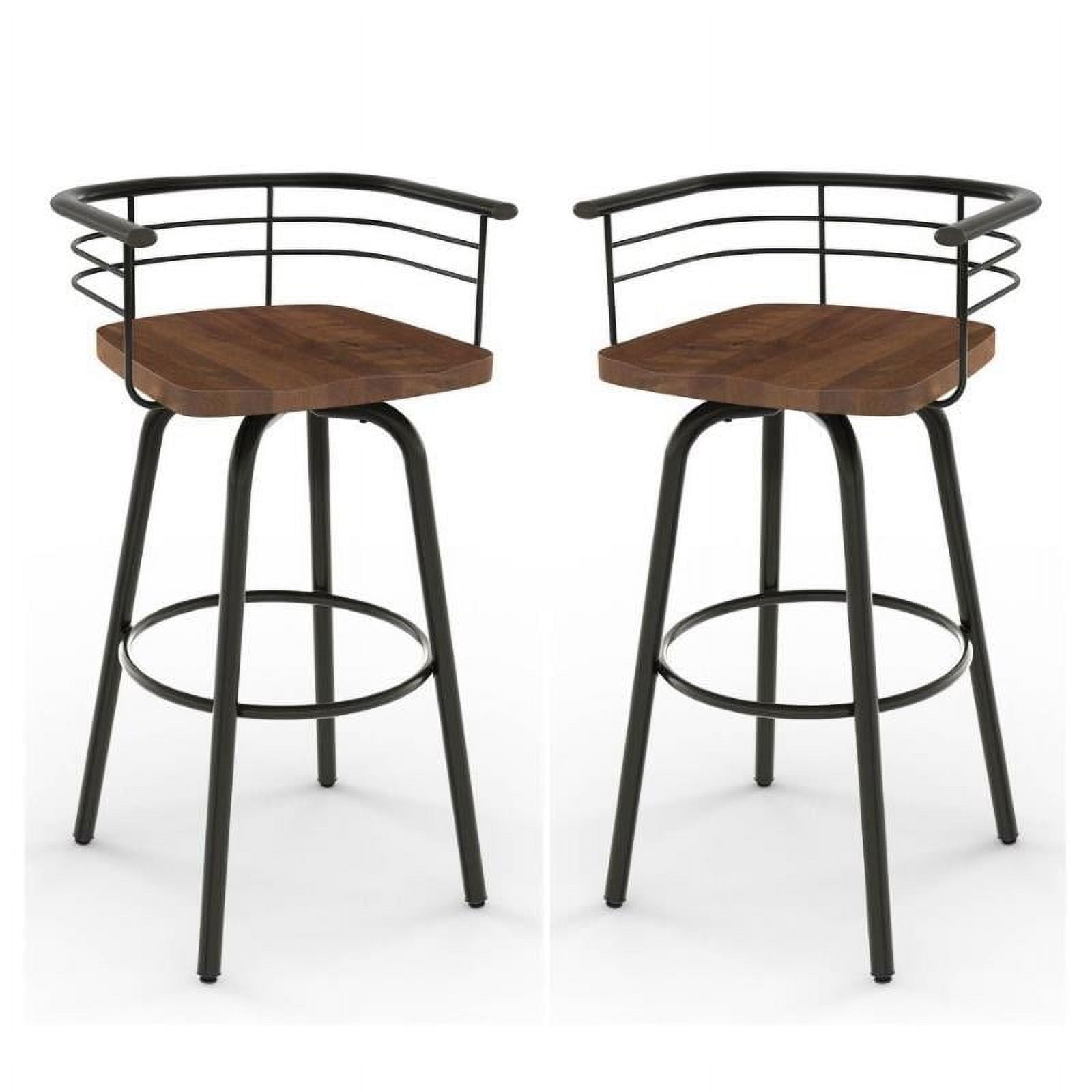 Home Square 2-Piece 25" Wood Swivel Counter Stool Set in Brown/Gun ...
