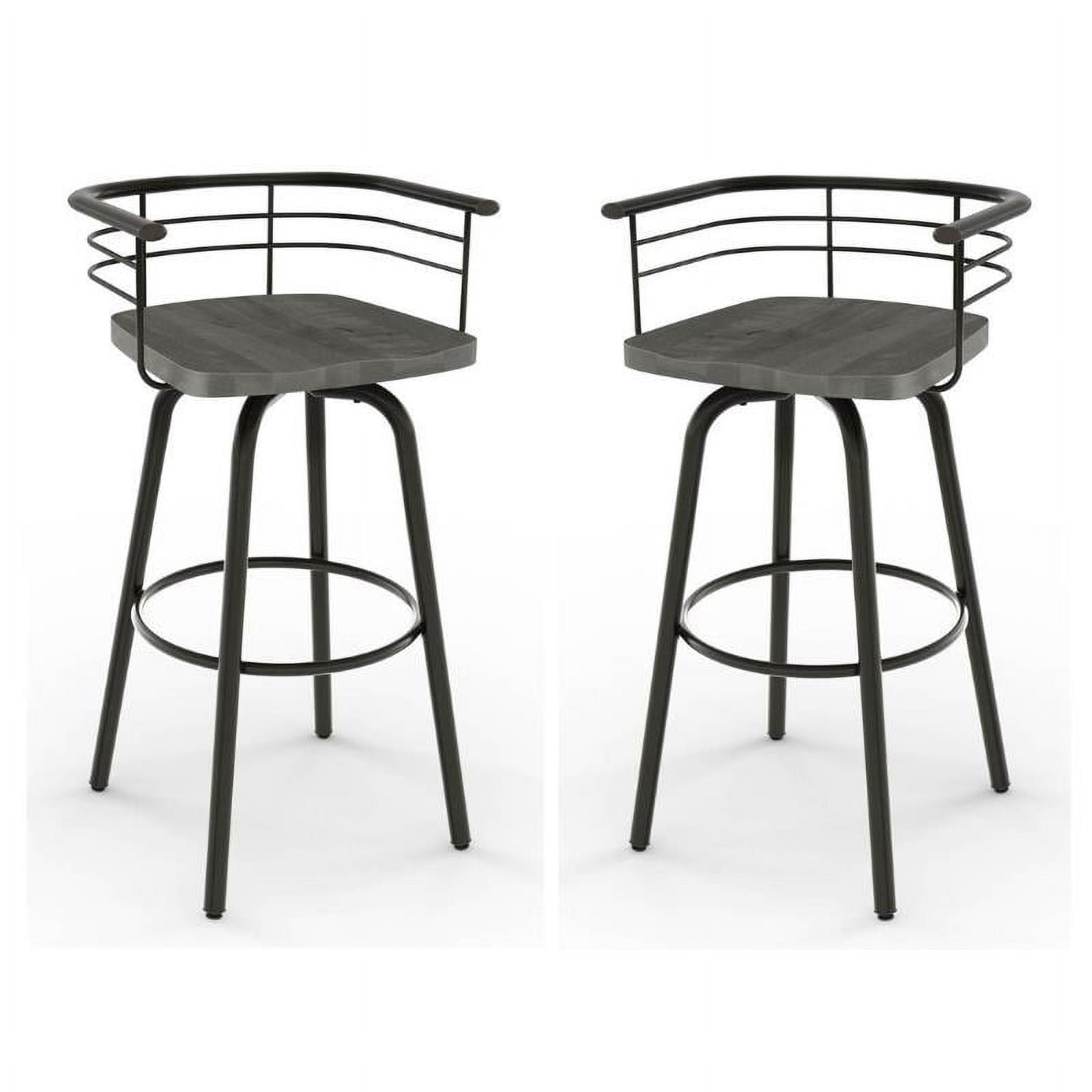 Home Square 2-Piece 25" Wood Swivel Counter Stool Set in Gray/Gun Metal ...