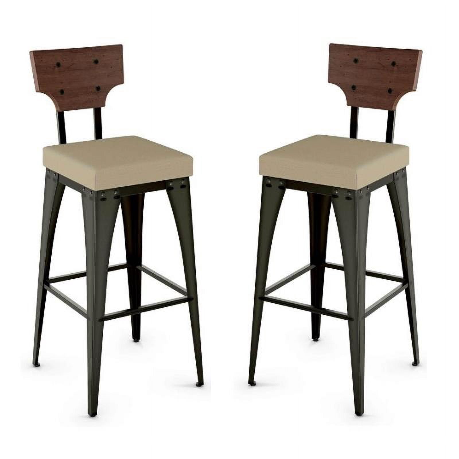 Home Square 2-Piece 30.88" Fabric Bar Stool Set in Beige/Brown/Gun ...